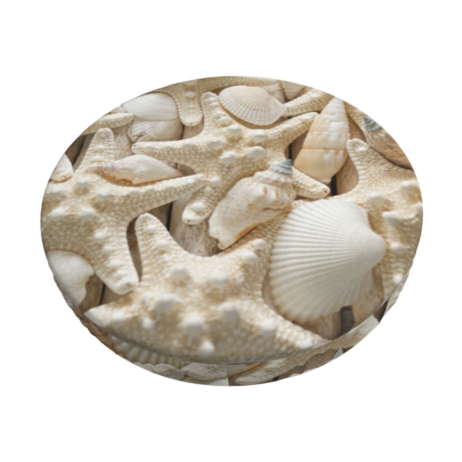 Disketp Starfish And Sea Shells Stool Covers Round, Super Soft Round ...