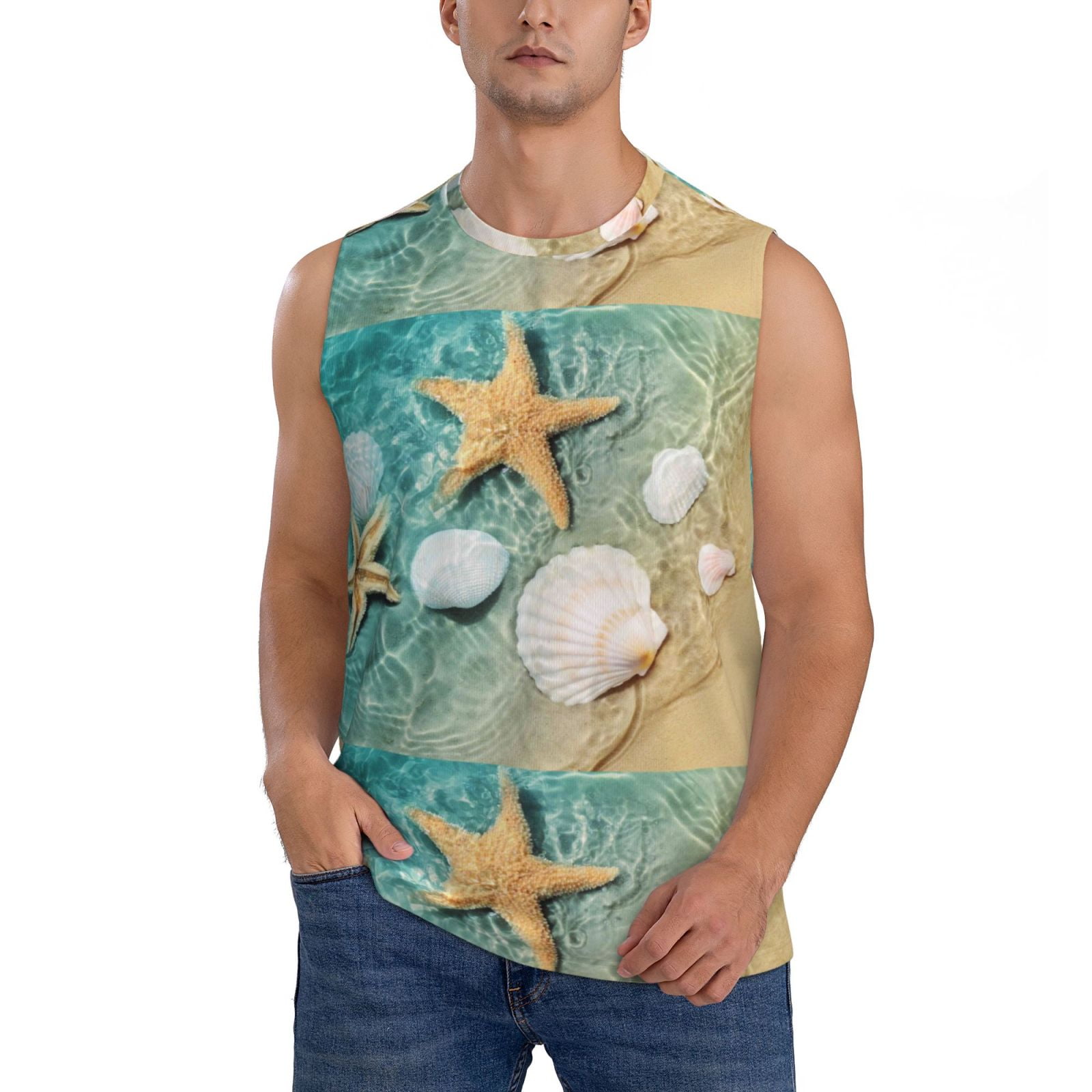Disketp Starfish And Seashell Sleeveless Tshirts For Men, Muscle Shirts ...