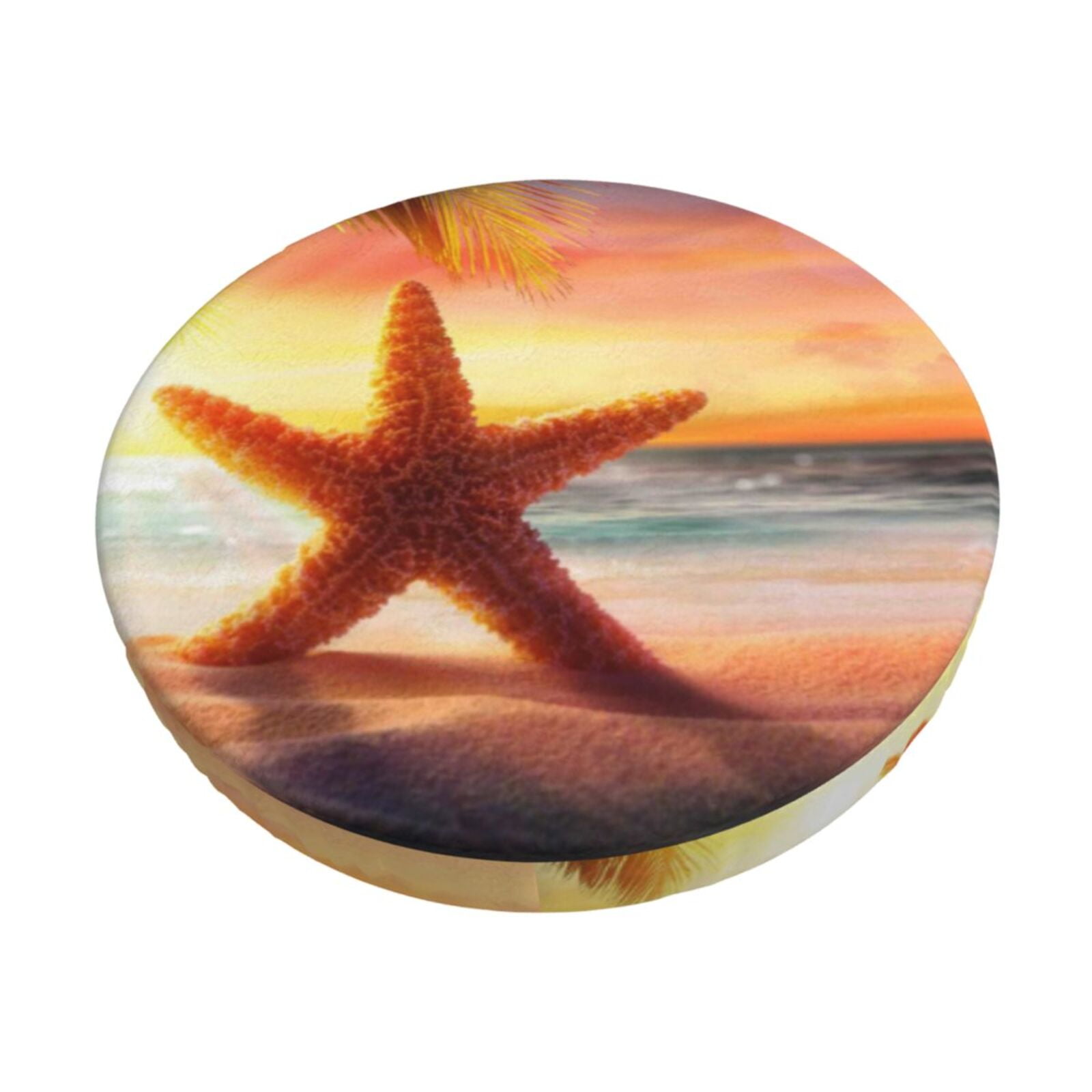 Disketp Starfish Sunset Sea Beach Stool Covers Round, Super Soft Round Bar Stool Cushion Covers ...