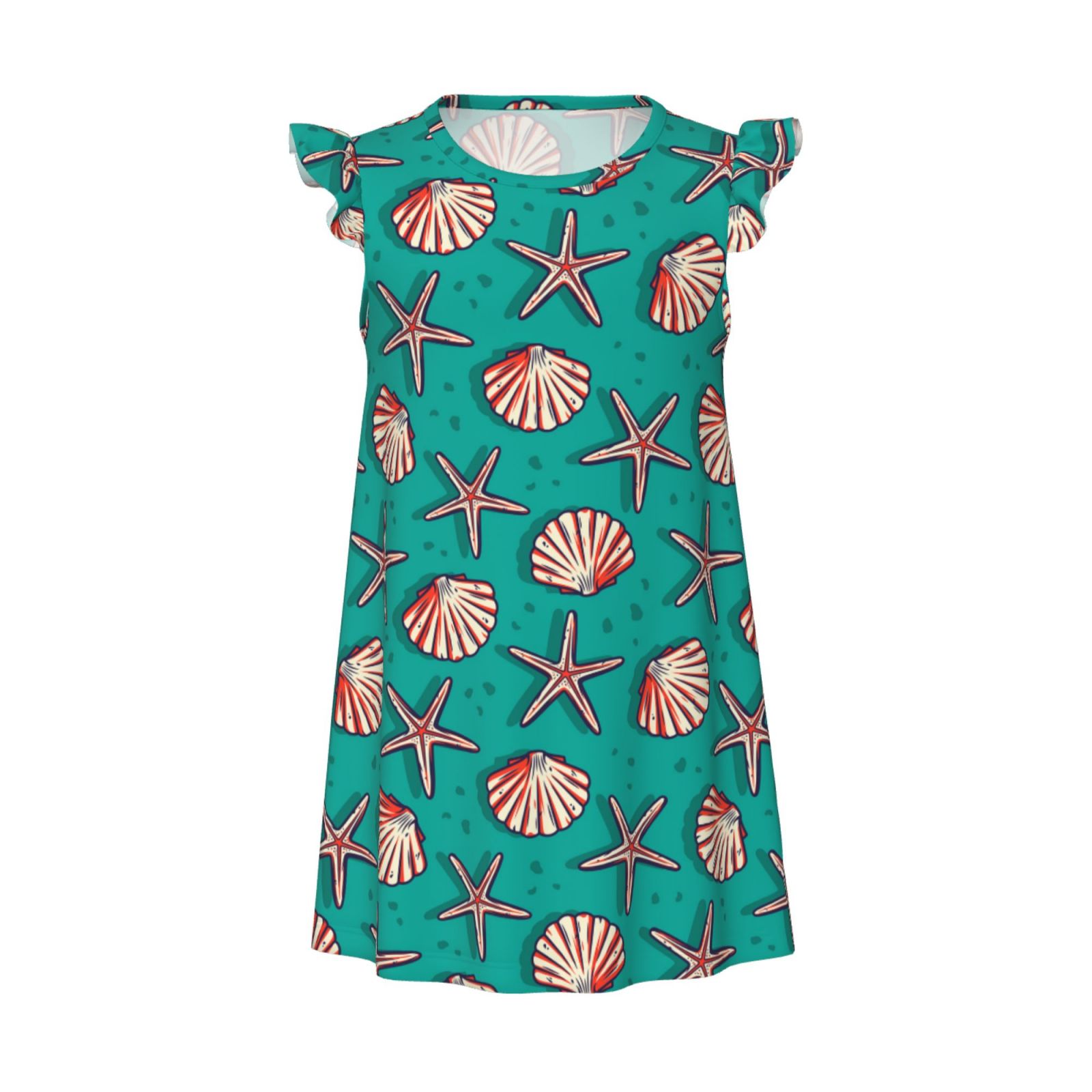 Disketp Starfish and Shell Print Girls Nightgowns 3-10 Years Flutter ...