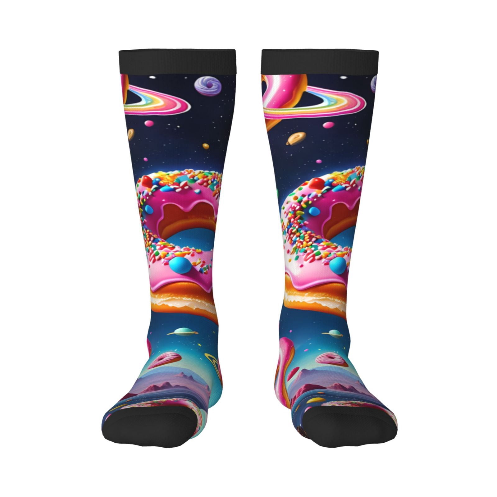 Disketp Starry Sky Colorful Donut Print Unisex Contrast Color Stockings ...