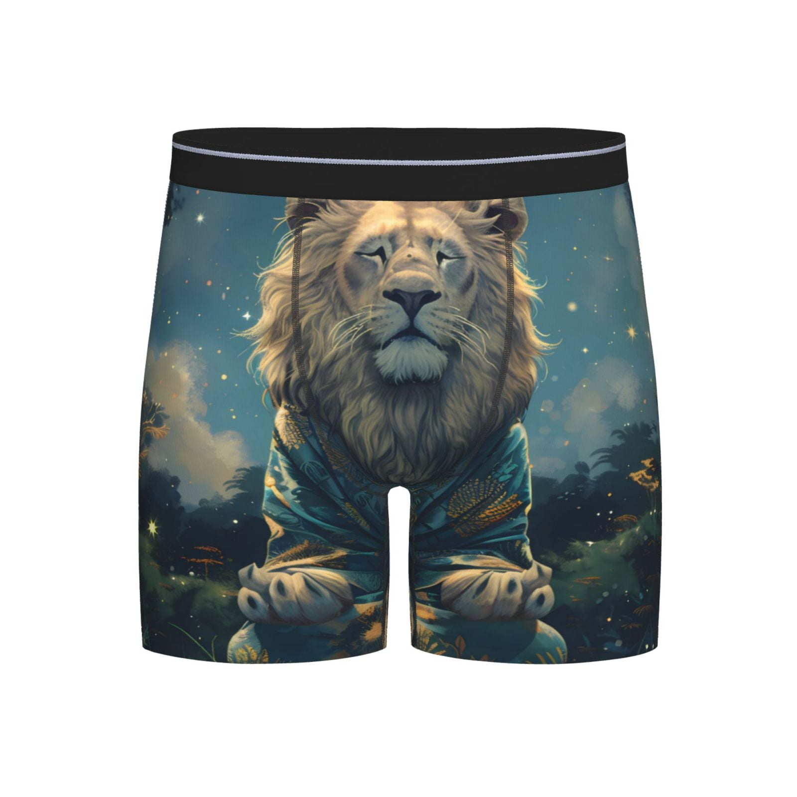 Disketp Starry Sky Meditating Lion Men's Boxer Briefs Men’s Underwear ...