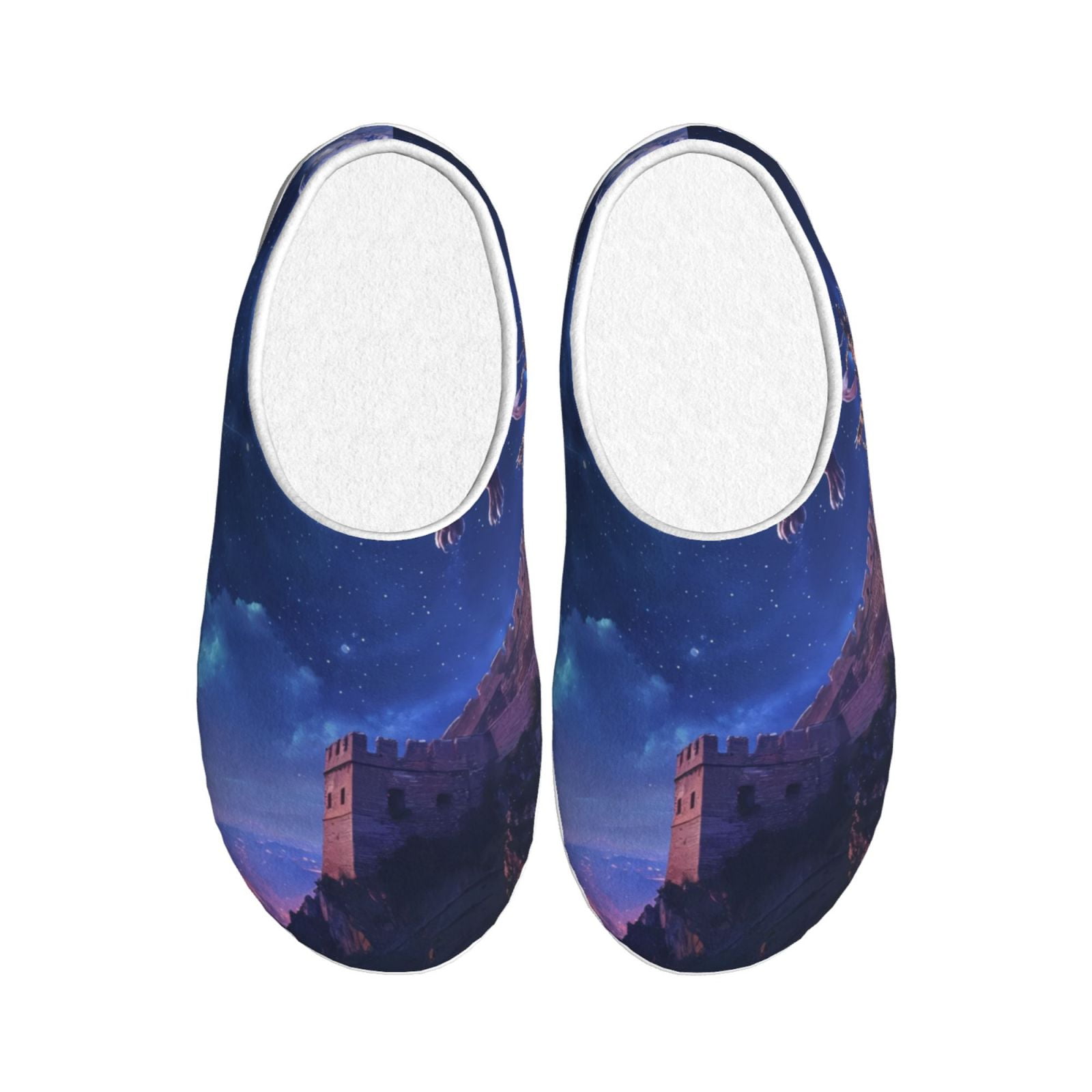 Disketp Starry Sky Wall Flying Tiger Women's Men's Slippers Plush Slip ...