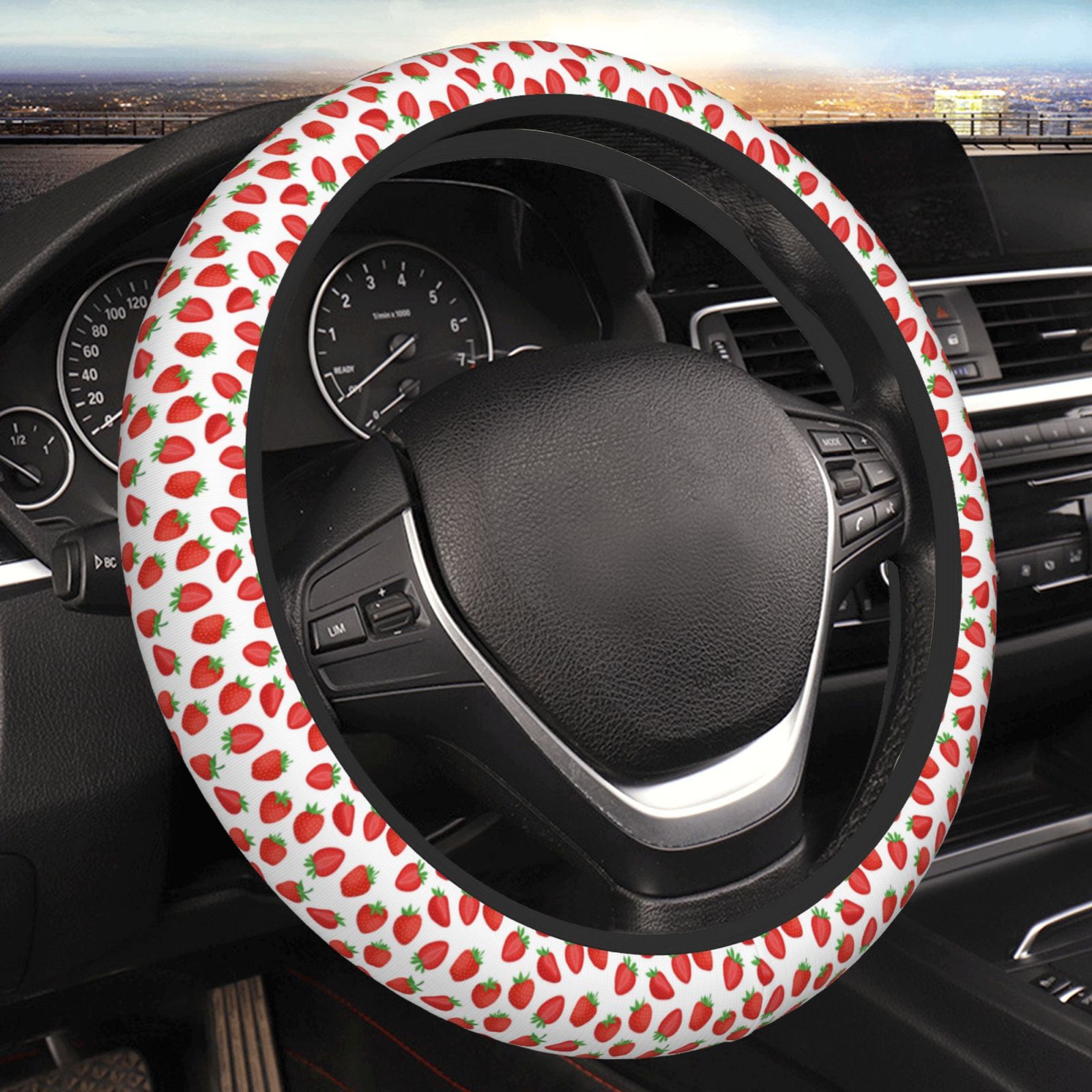 Disketp Strawberries Elastic Microfiber Steering Wheel Cover for Truck ...