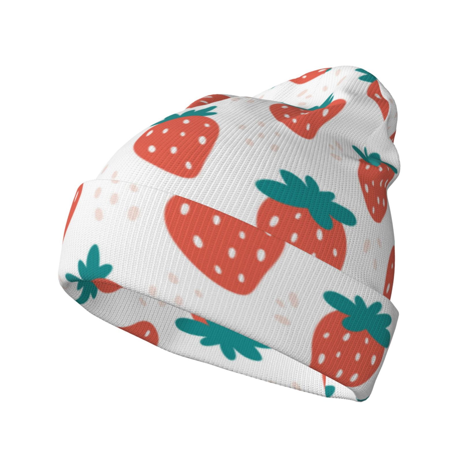 Disketp Strawberries Winter Beanie for Men Women Beanie Knit Hat Cuffed ...