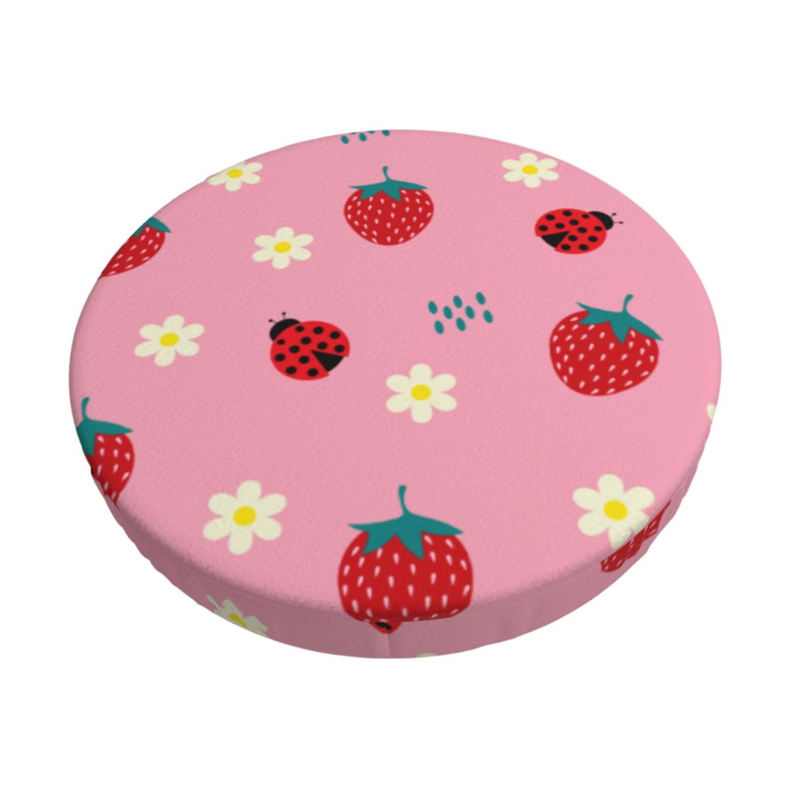 Disketp Strawberry And Ladybugs Stool Covers Round, Super Soft Round ...