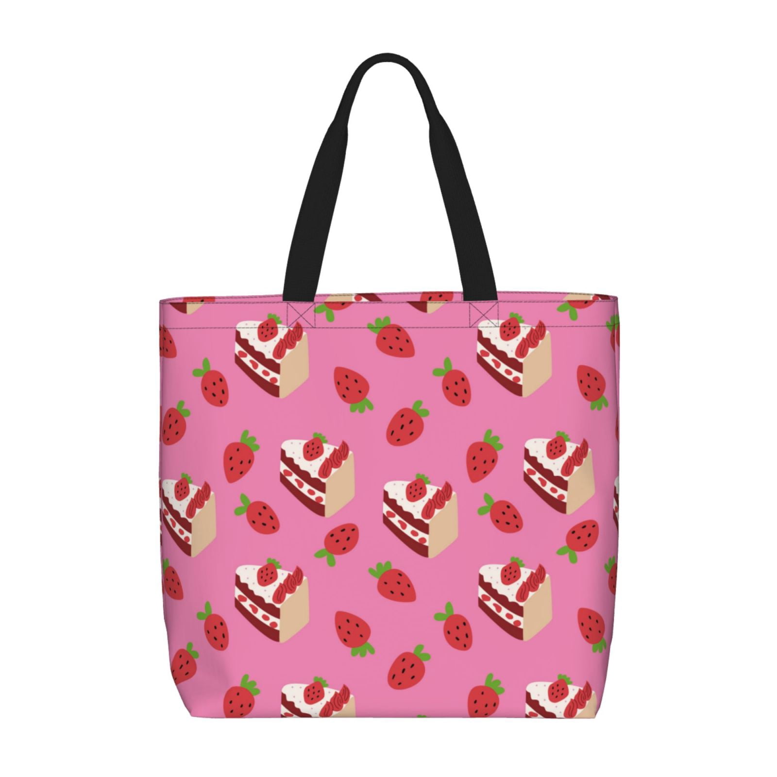 Disketp Strawberry Cake Canvas Tote Bag,Women Shoulder Bag Crossbody ...