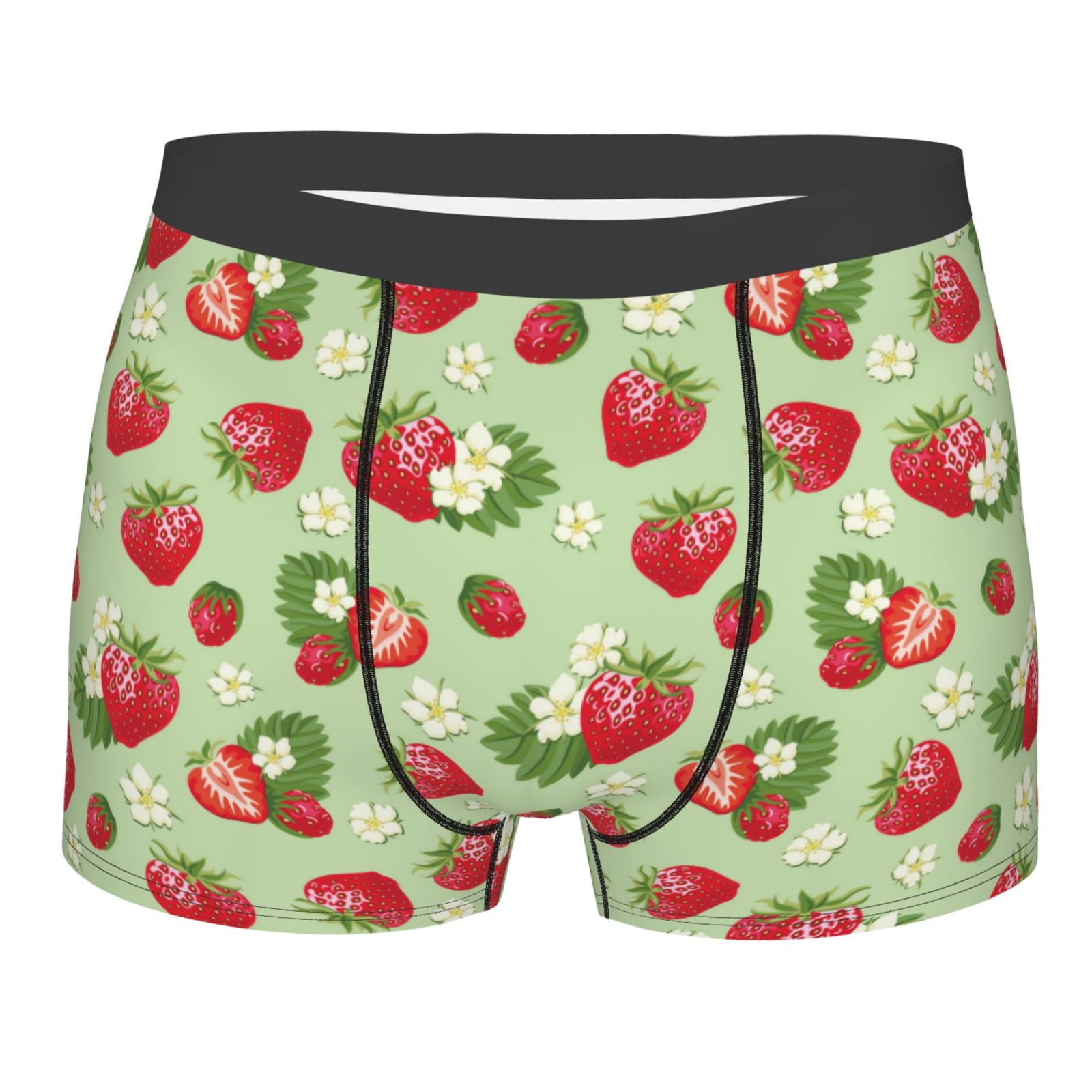 Disketp Strawberry Floral Men's Boxer Briefs,Soft and Breathable Cotton ...