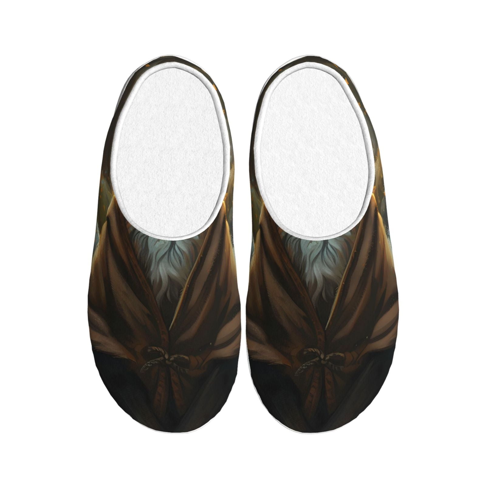 Disketp Streamside Meditating Fox Women's Men's Slippers Plush Slip-On ...