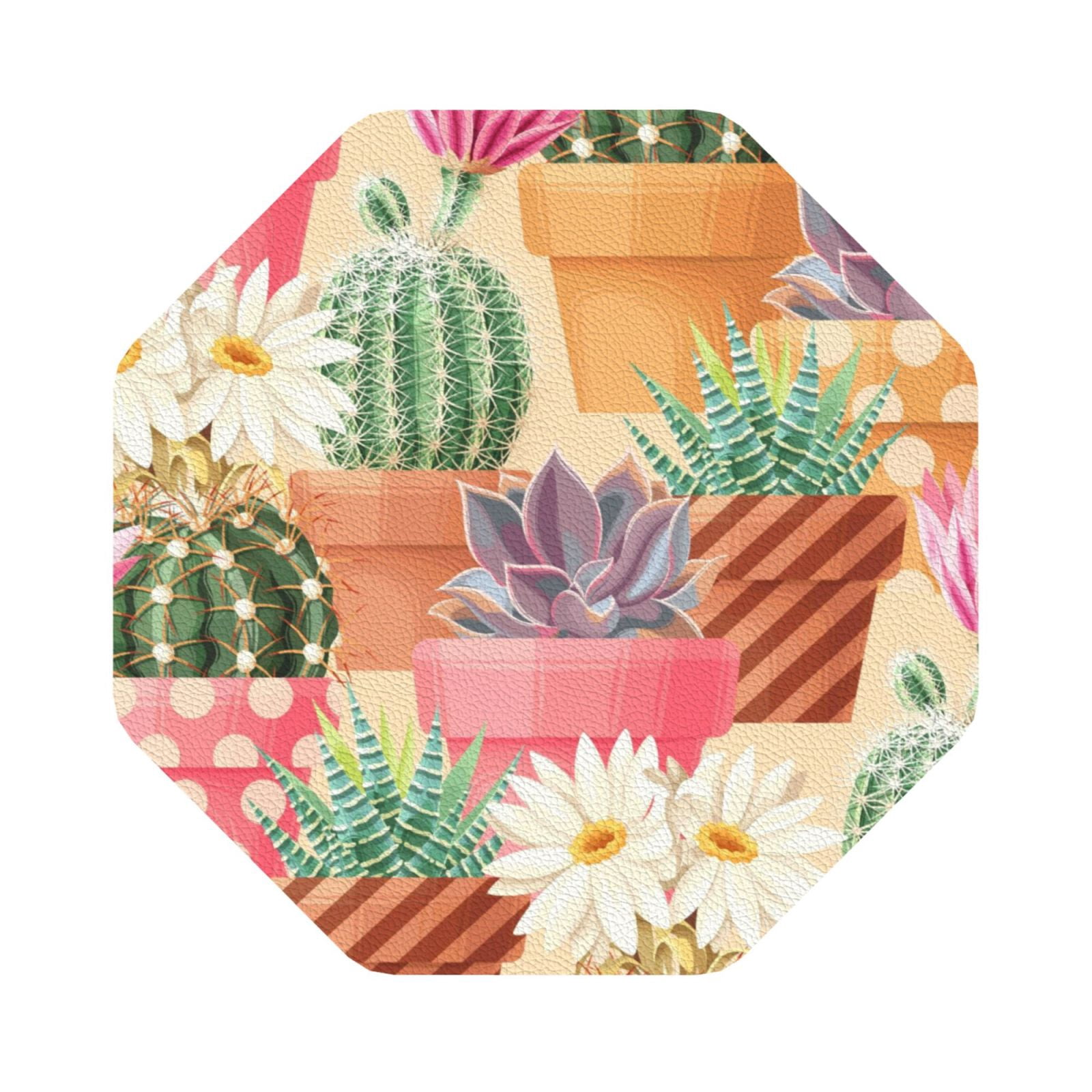 Disketp Succulent And Cactus Funny Coasters,6 Pcs Leather Coasters With ...