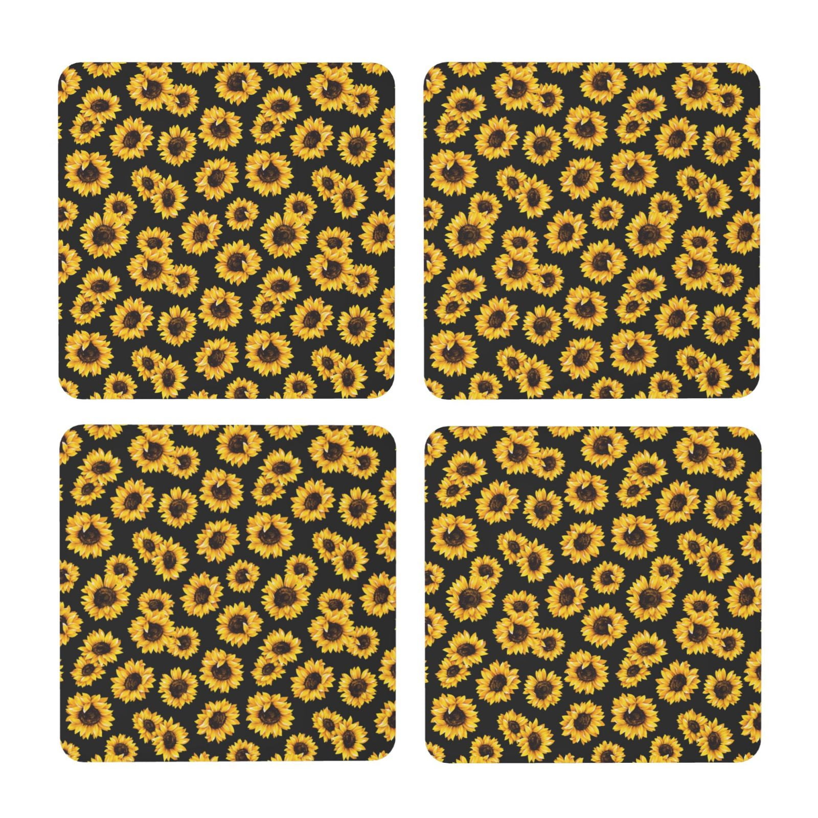 Disketp Sunflower 6 MDF Cork Coaster 4 Pcs - Absorbent Beverage ...