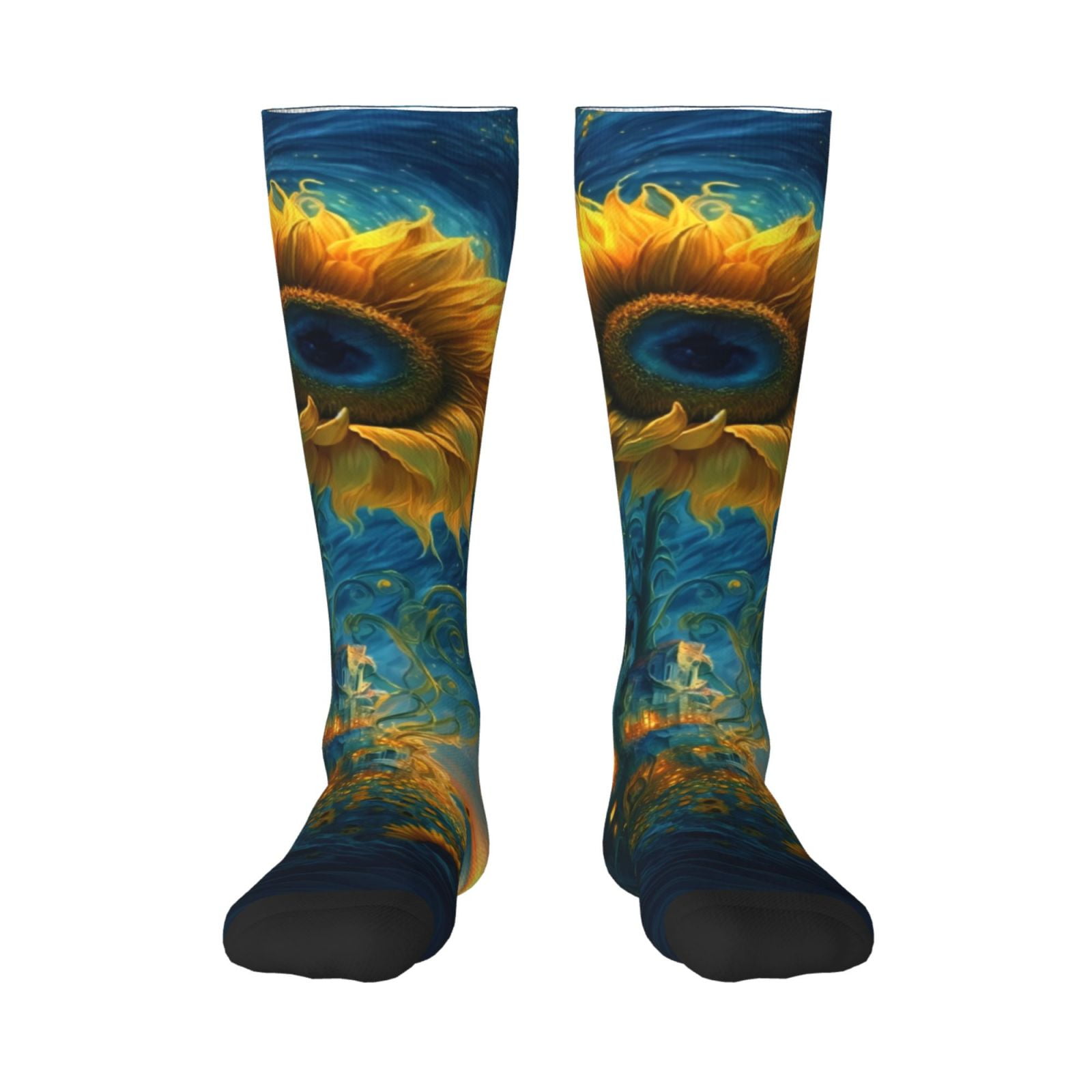 Disketp Sunflower Castle Starry Sky Print Unisex Contrast Color ...