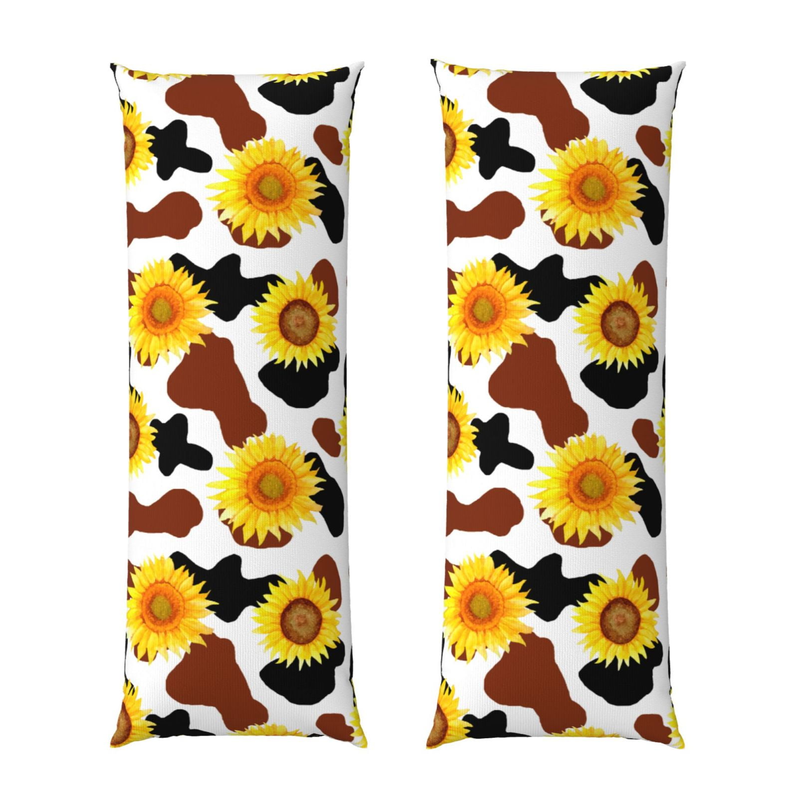 Disketp Sunflower Cow Print Body Pillow Cover - Super Soft 20x54 Body ...