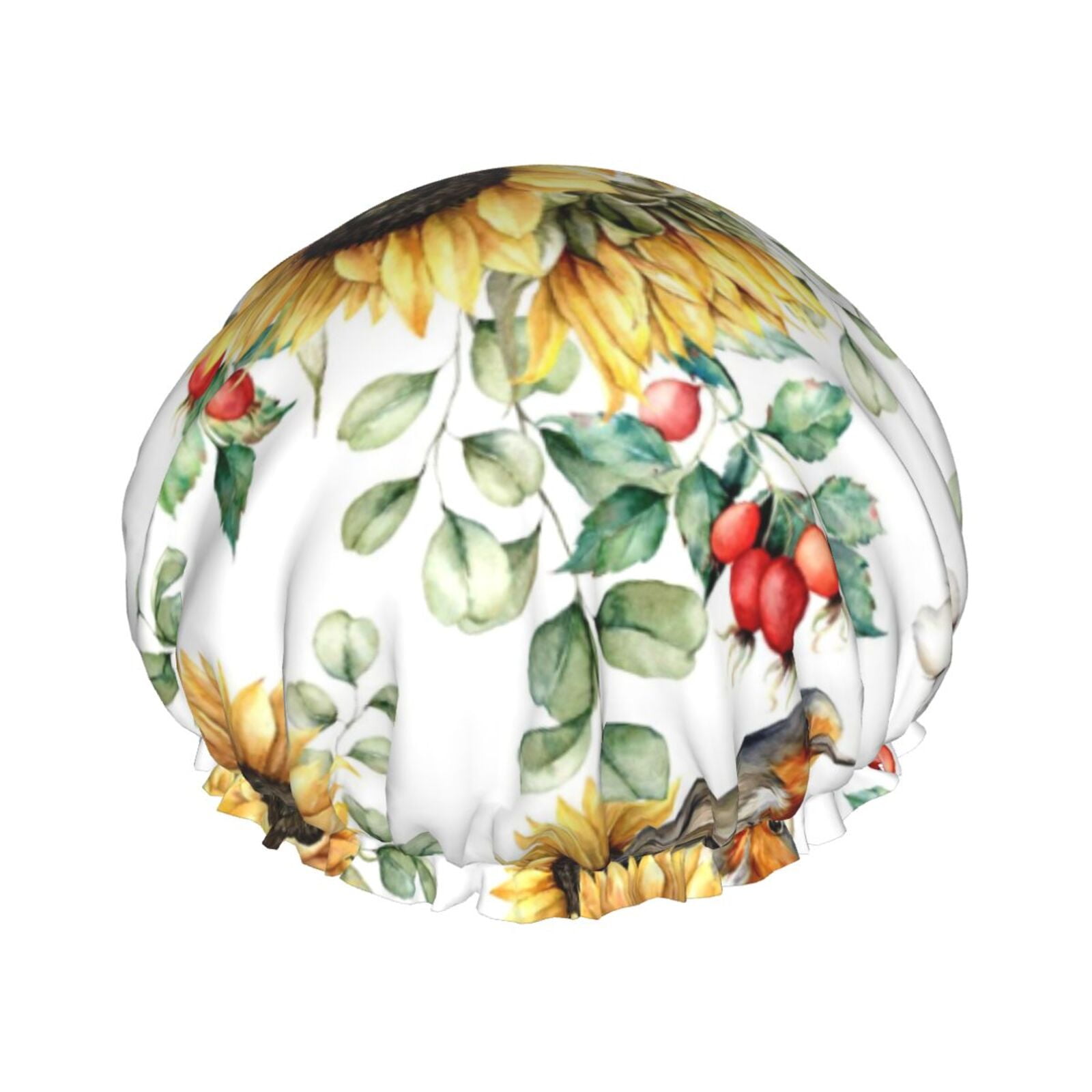 Disketp Sunflowers Leaves And Birds Shower Caps,Reusable Shower Cap For ...