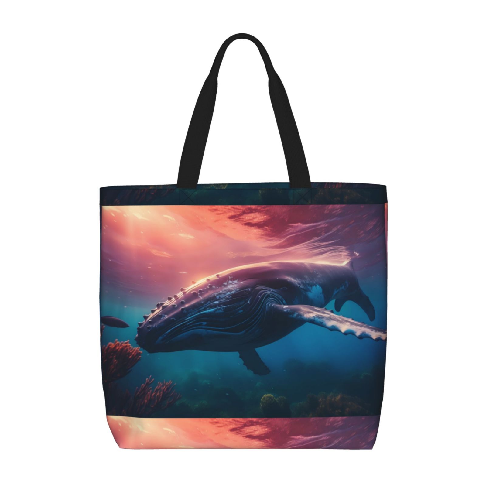 Disketp Sunshine Ocean Whale Canvas Tote Bag,Women Shoulder Bag ...