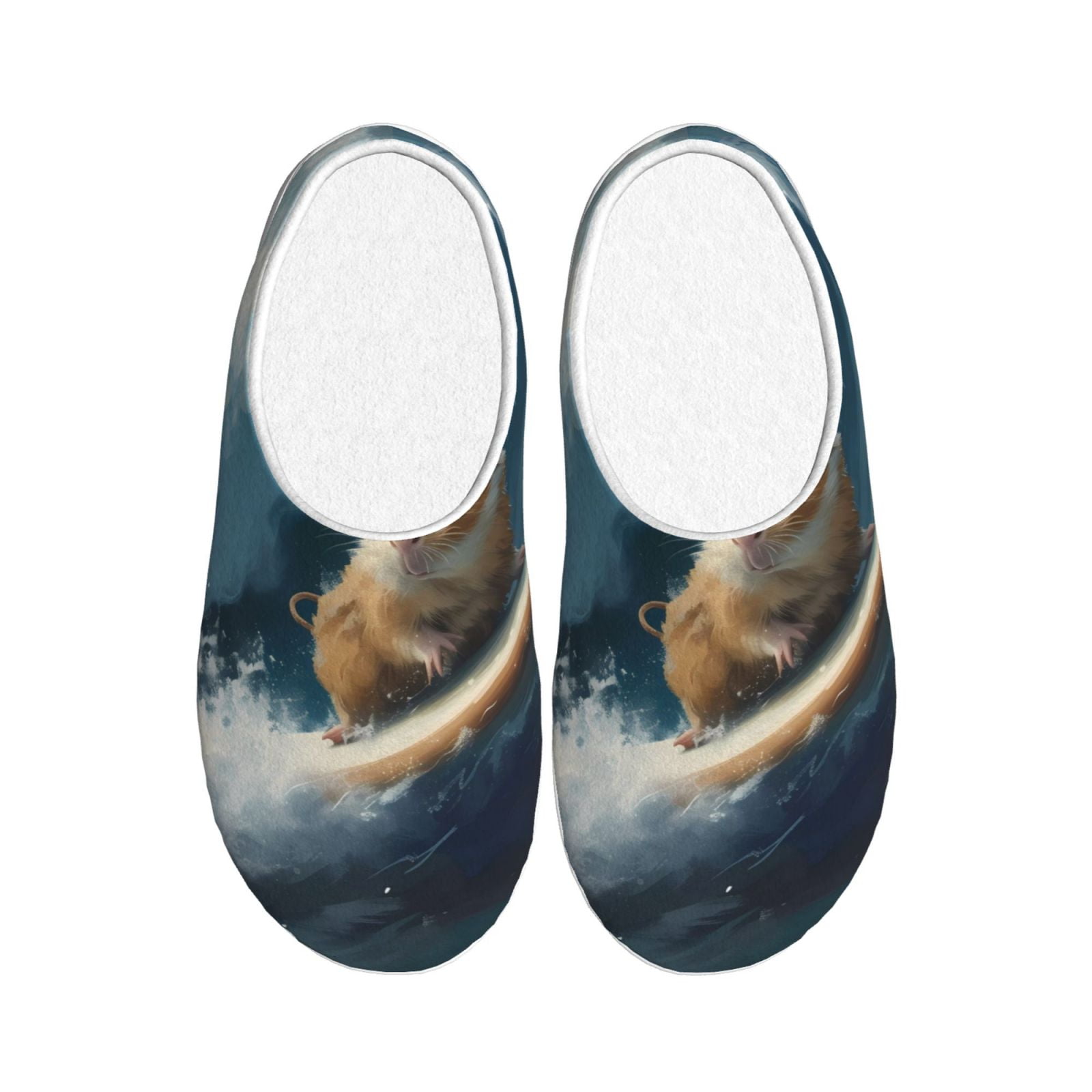 Disketp Surfing Guinea Pig Women's Men's Slippers Plush Slip-On House ...