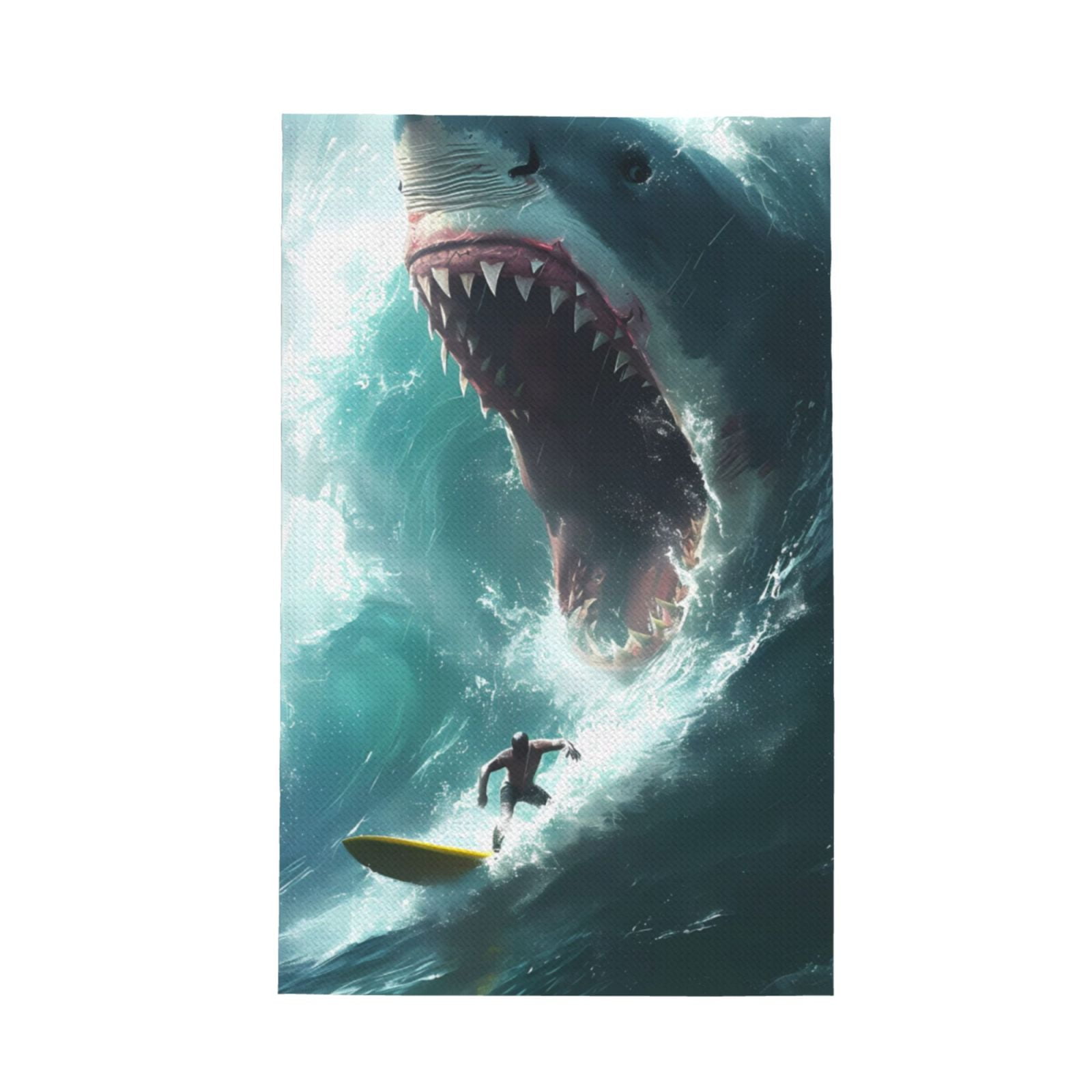 Disketp Surfing Shark Waffle Weave Kitchen Dish Cloth,Super Absorbent ...
