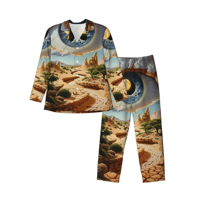 Disketp Surreal Desert Eye Landscape for Pajamas Set Long Sleeve ...