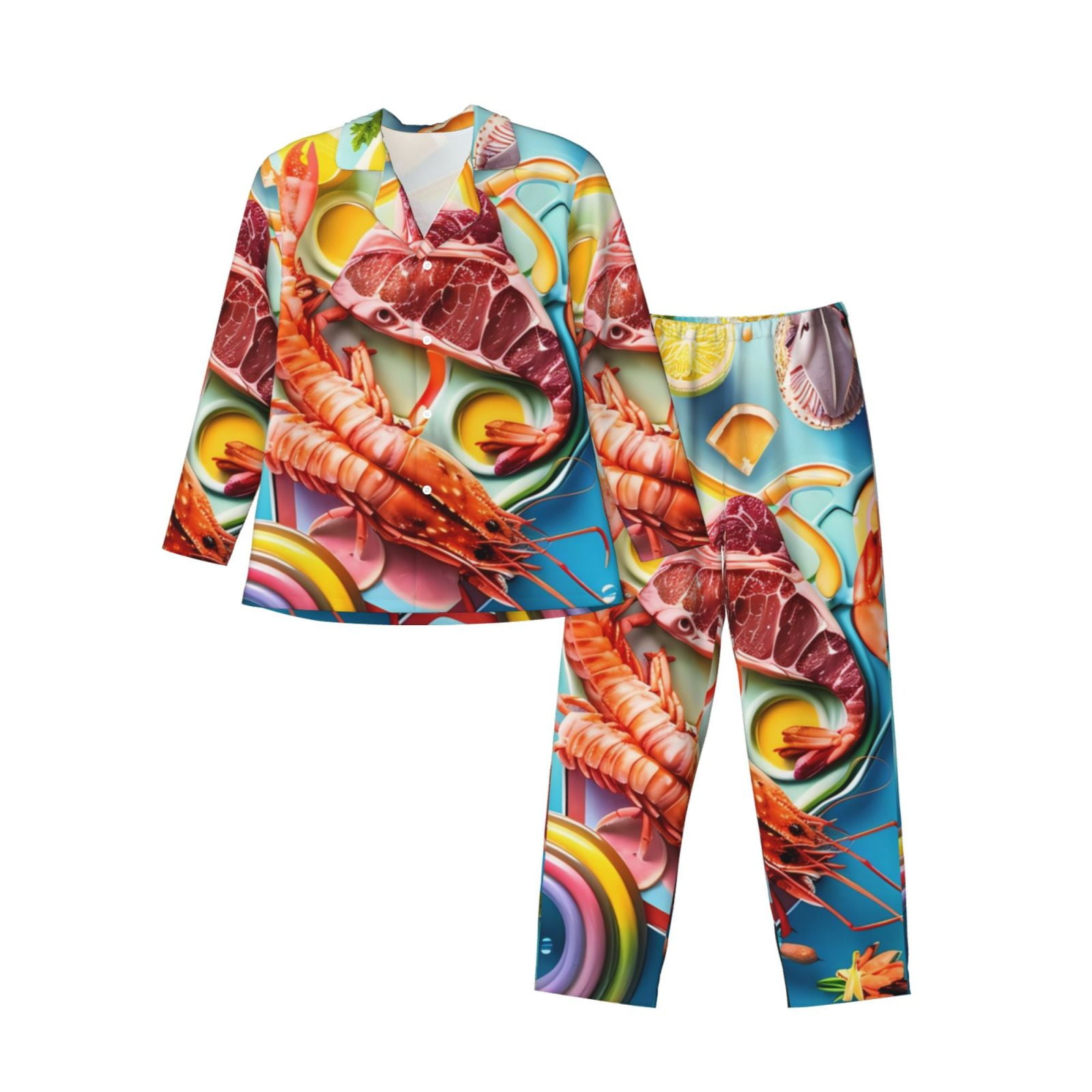 Disketp Surreal Seafood Extravaganza for Pajamas Set Long Sleeve ...