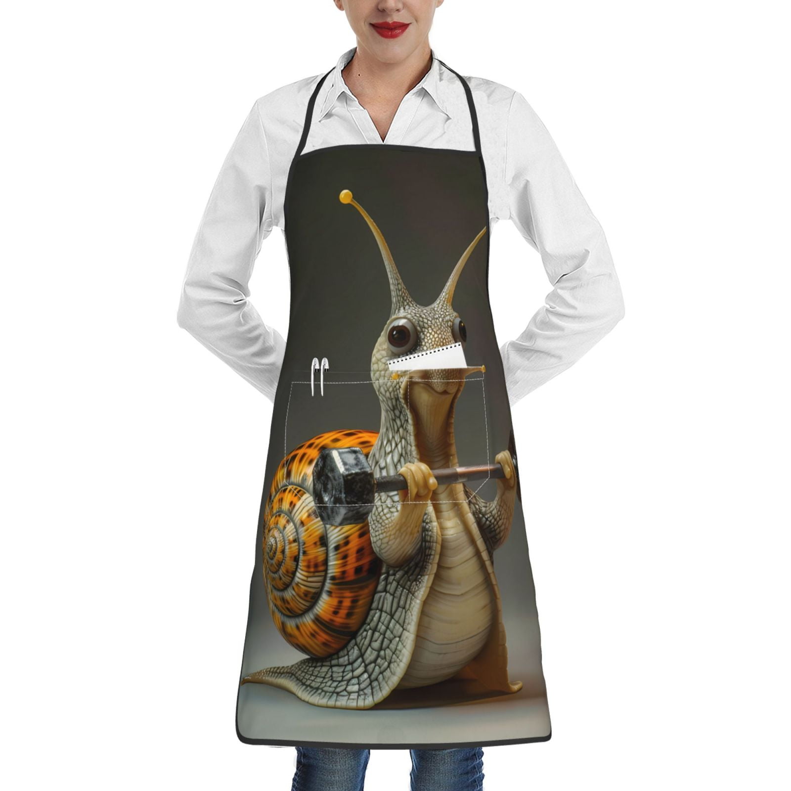 Disketp Surreal Weightlifting Snail Kitchen Apron with adjustable ...