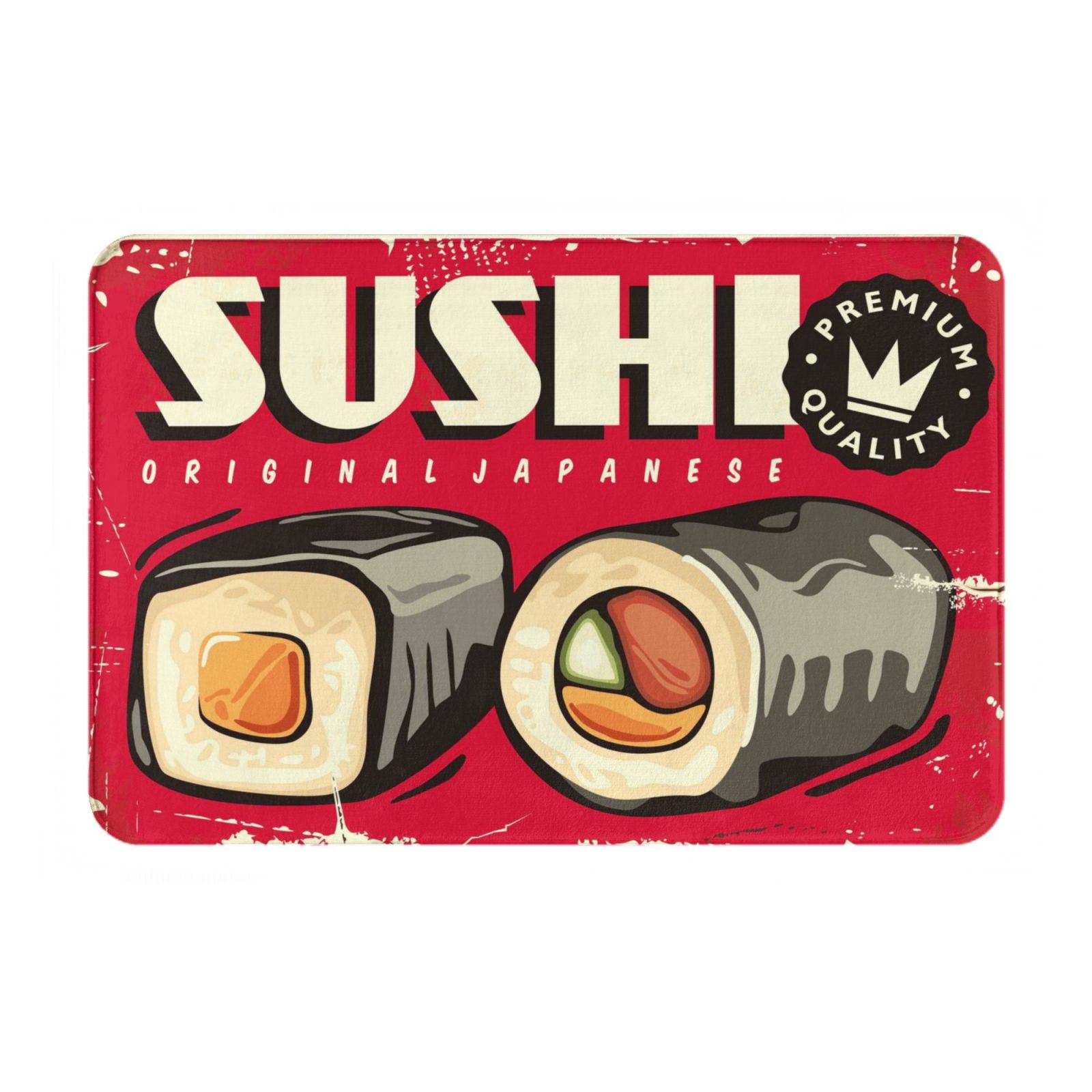 Disketp Sushi Retro Sign Mat For Front Door Outside - Doormat Outdoor ...