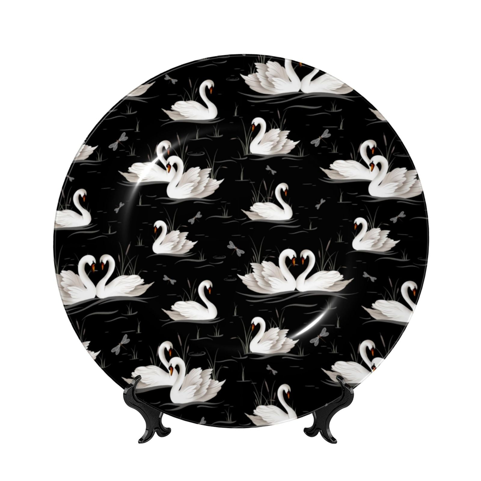 Disketp Swan And Dragonflies Ceramic Plate Dinner Plates Bone China ...