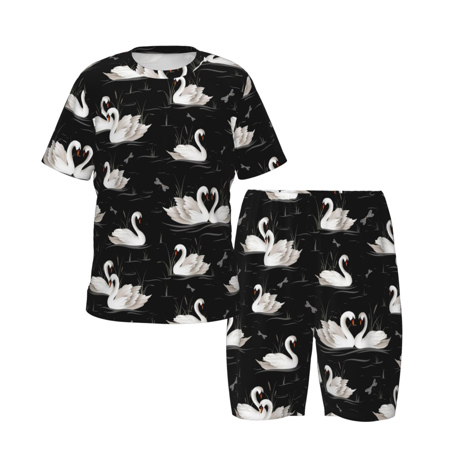 Disketp Swan And Dragonflies for Kids Short Sleeve Pajamas Kids Summer ...