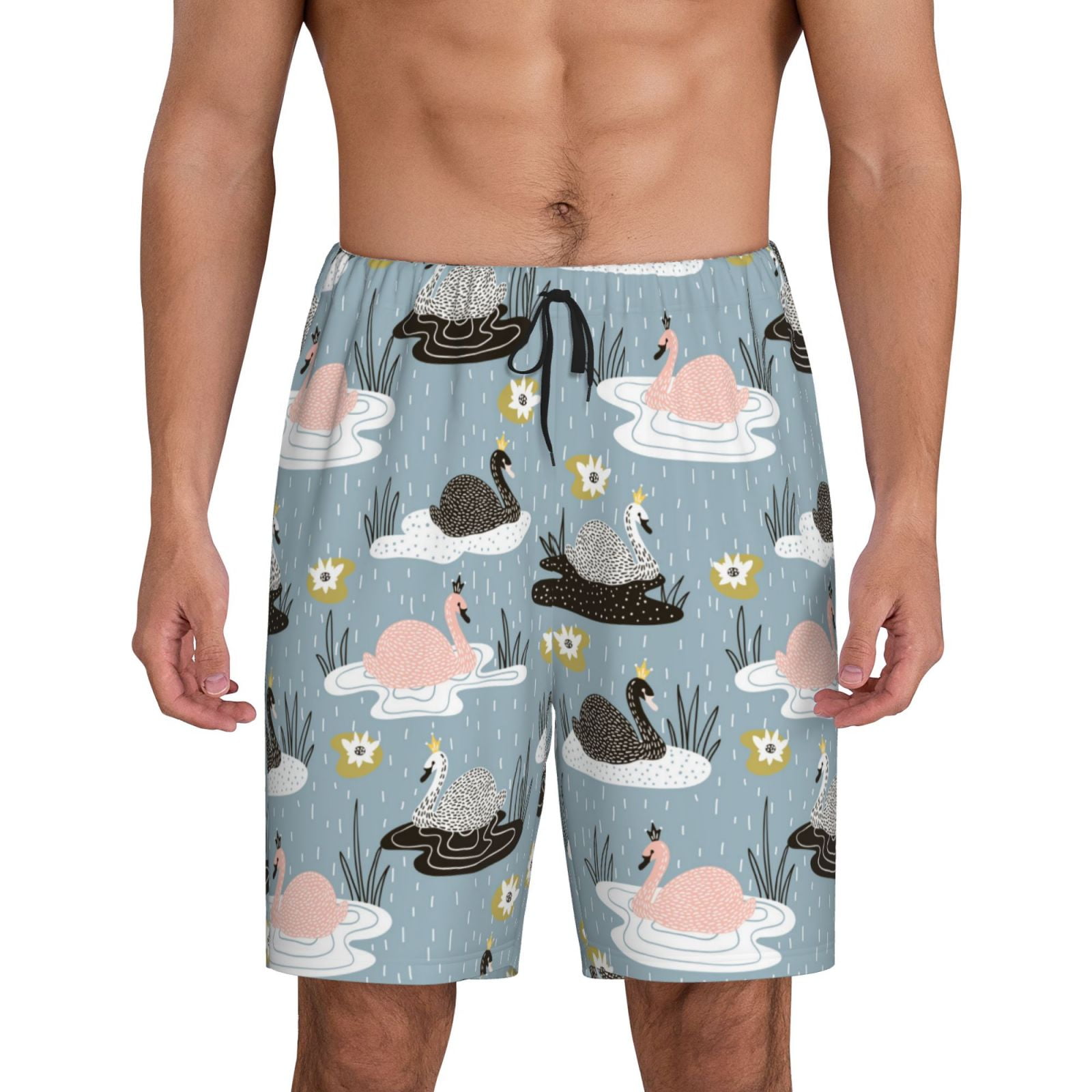 Disketp Swan Princess On Lake for Men's Soft Sleep Pajama Shorts ...