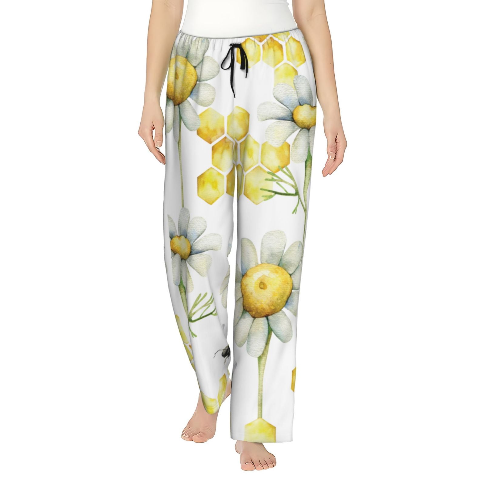 Disketp Sweet Honey Print Women'S Comfy Pajama Pants Casual Drawstring ...