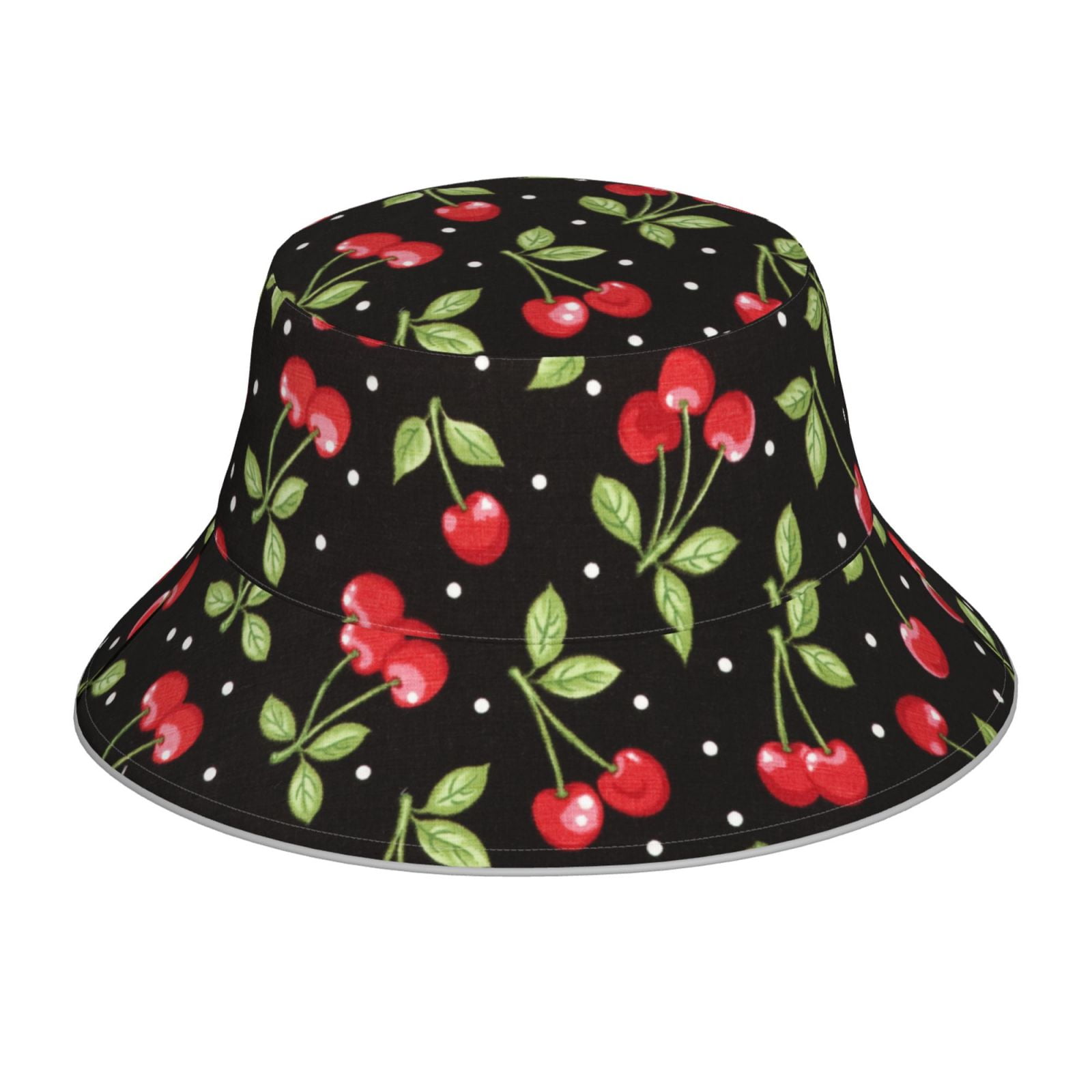 Disketp Sweet Red Cherry Print Reflective Bucket Hat Beach Hat Summer ...