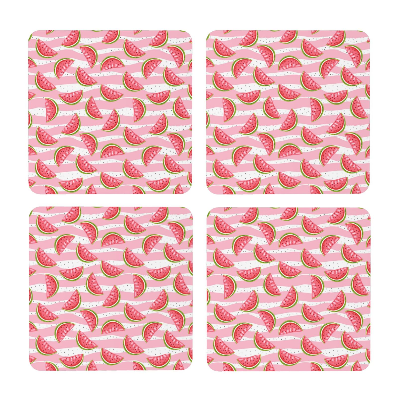 Disketp Sweet Watermelon MDF Cork Coaster 4 Pcs - Absorbent Beverage ...