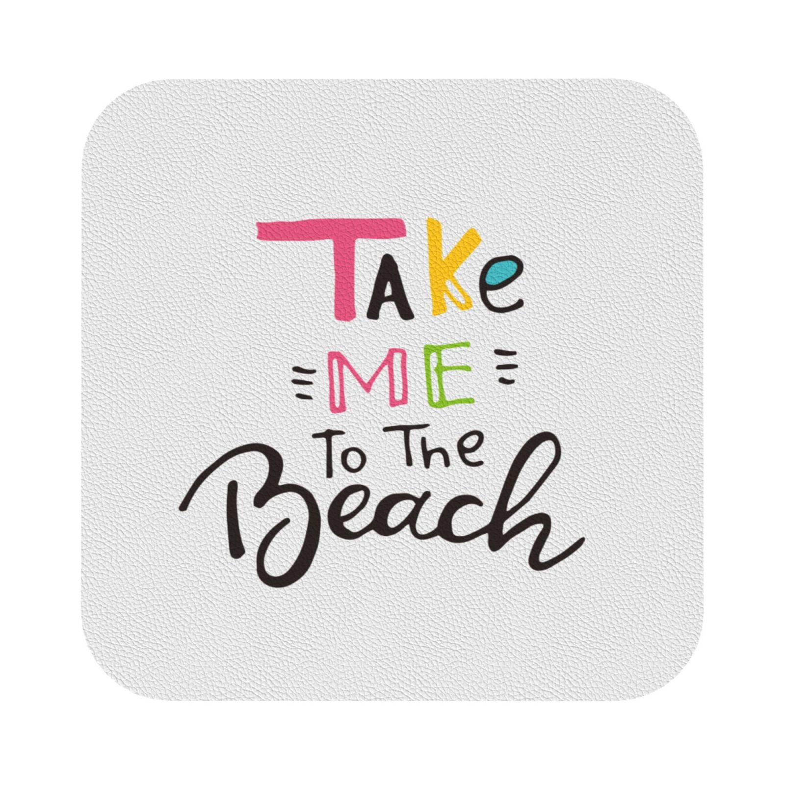 Disketp Take Me To The Beach Funny Coasters,6 Pcs Leather Coasters With ...