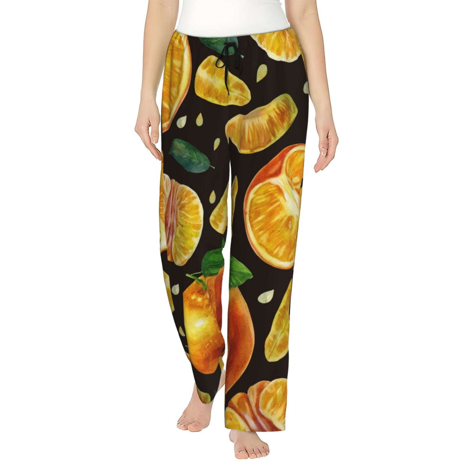 Disketp Tangerine Print Women'S Comfy Pajama Pants Casual Drawstring ...