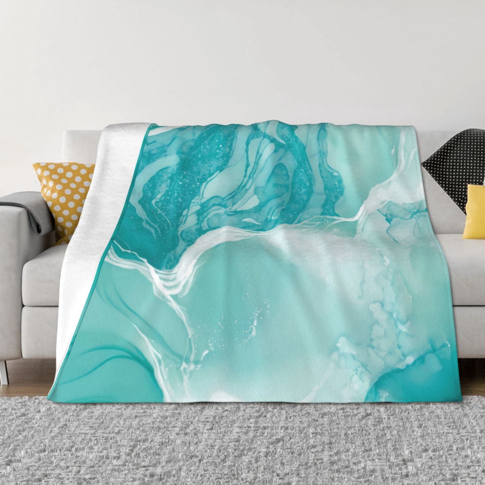 Disketp Teal Turquoise 1 Flannel Blankets - Thick and Warm Blanket for ...
