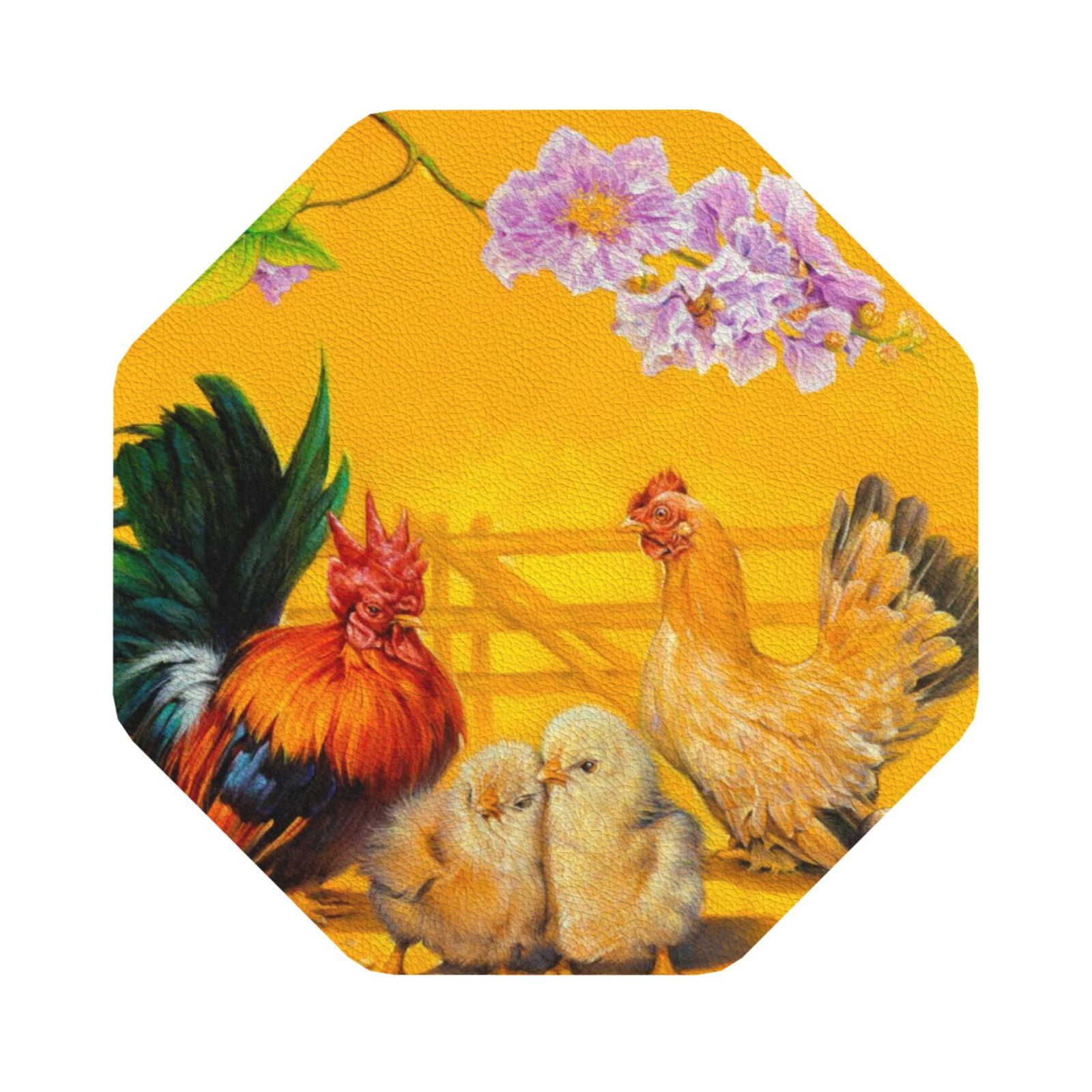 Disketp The Chicken Family Rooster Hen And Chicks Funny Coasters,4 Pcs ...