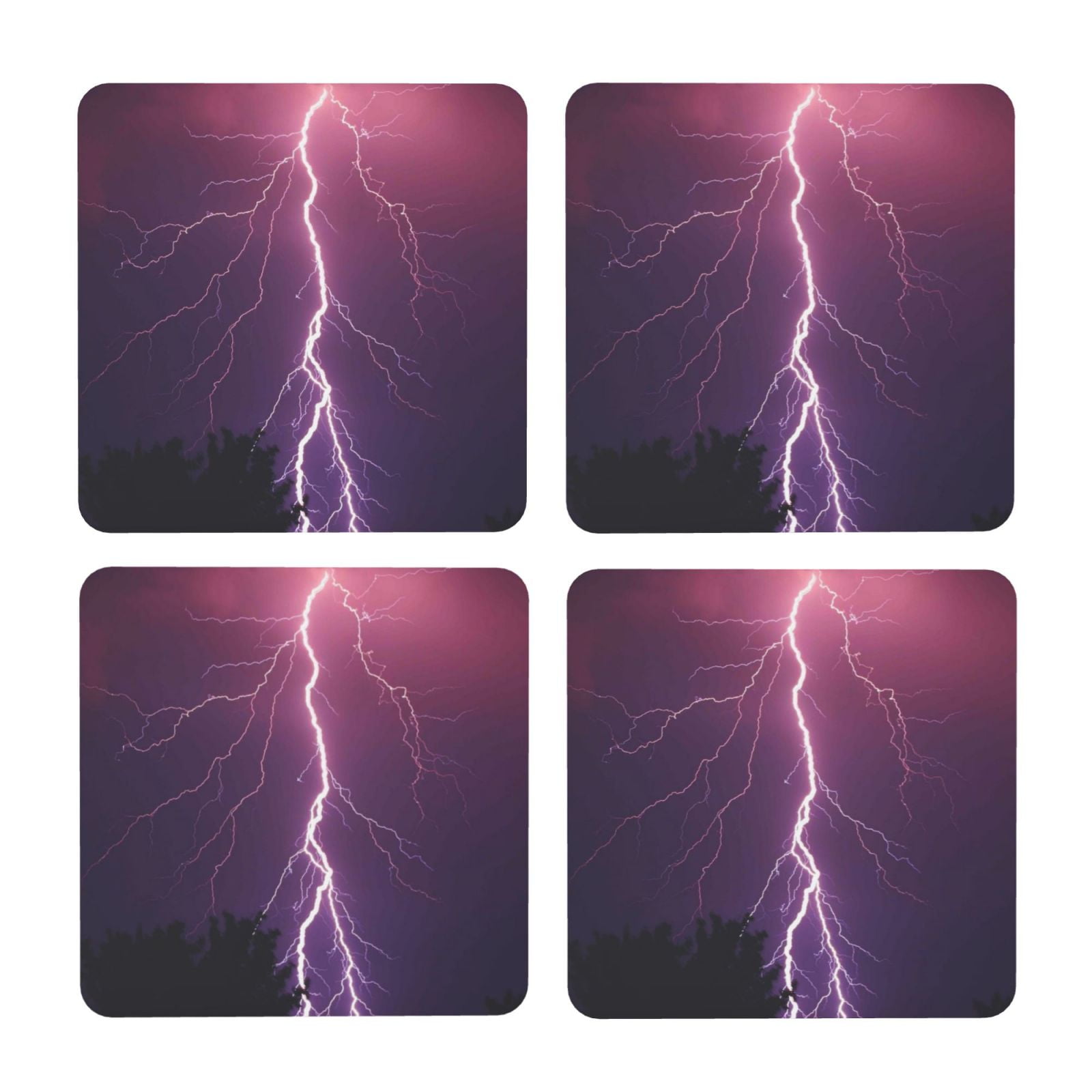 Disketp Thunderstorm Violet Purple MDF Cork Coaster 4 Pcs - Absorbent ...