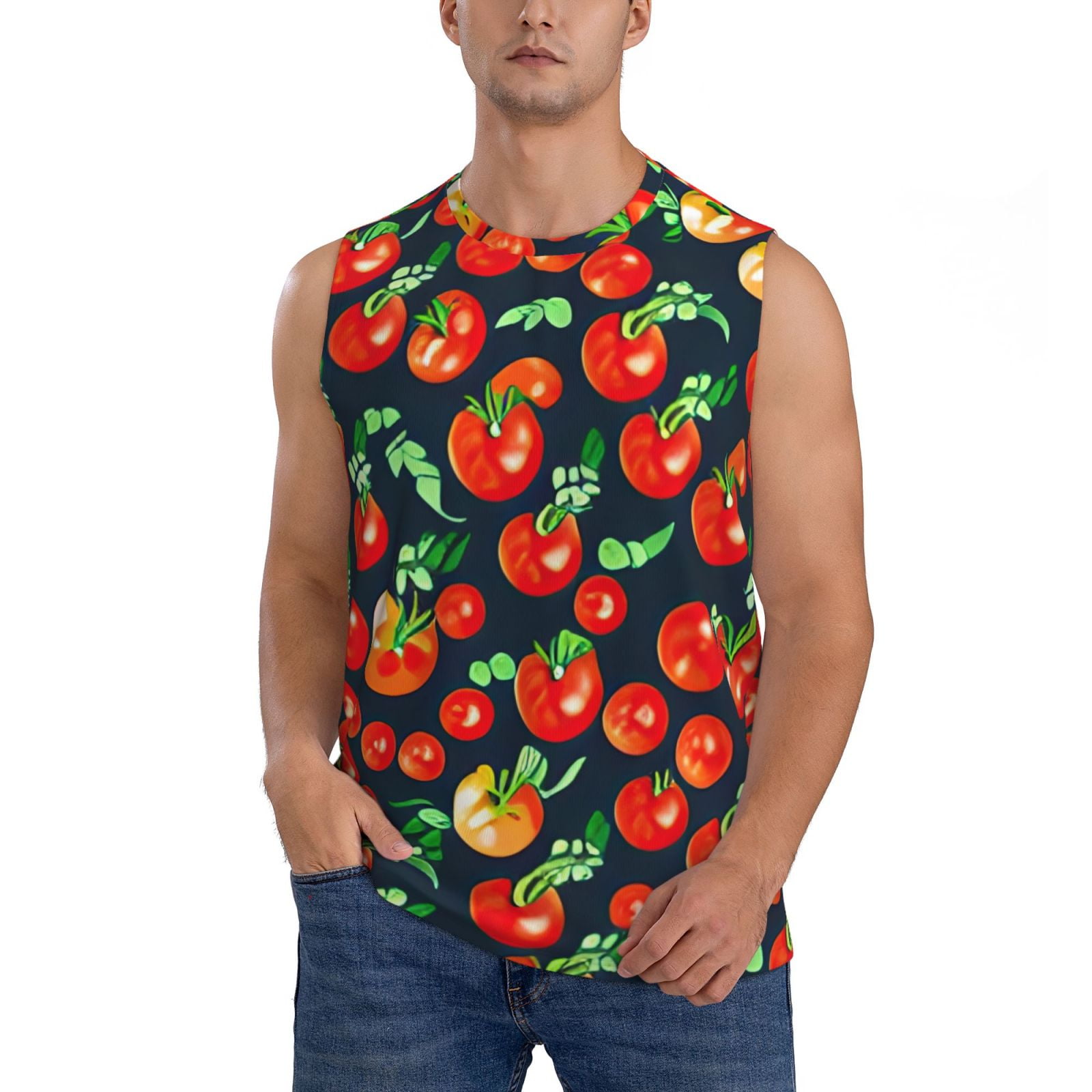 Disketp Tomatoes Sleeveless Tshirts For Men, Muscle Shirts For Men Dry ...