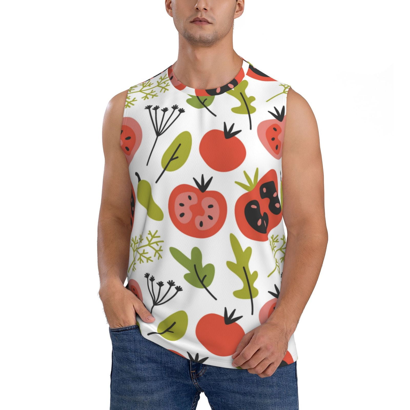Disketp Tomatoes Sleeveless Tshirts for Men, Muscle Shirts for Men Dry ...