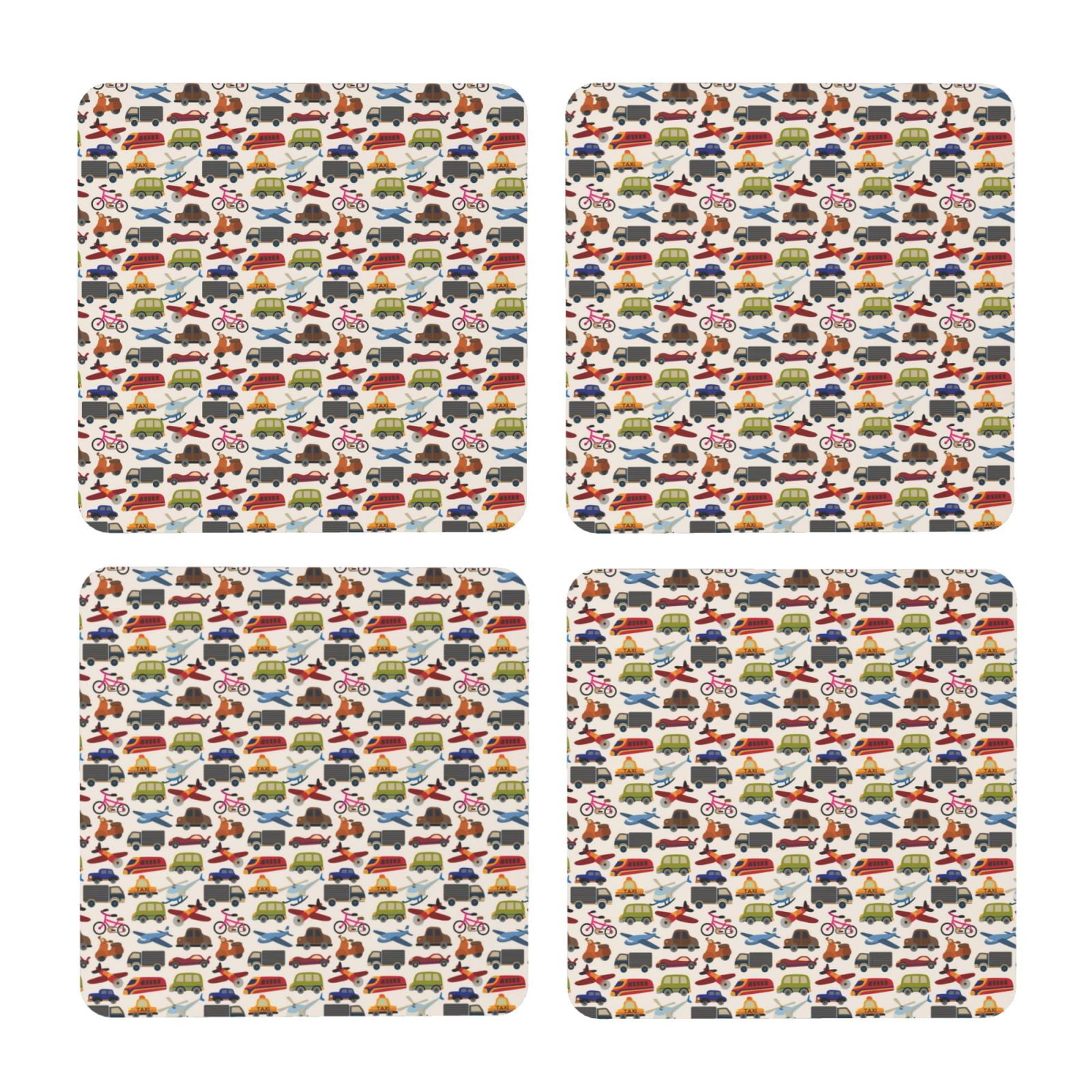 Disketp Transport MDF Cork Coaster 4 Pcs - Absorbent Beverage Coasters ...