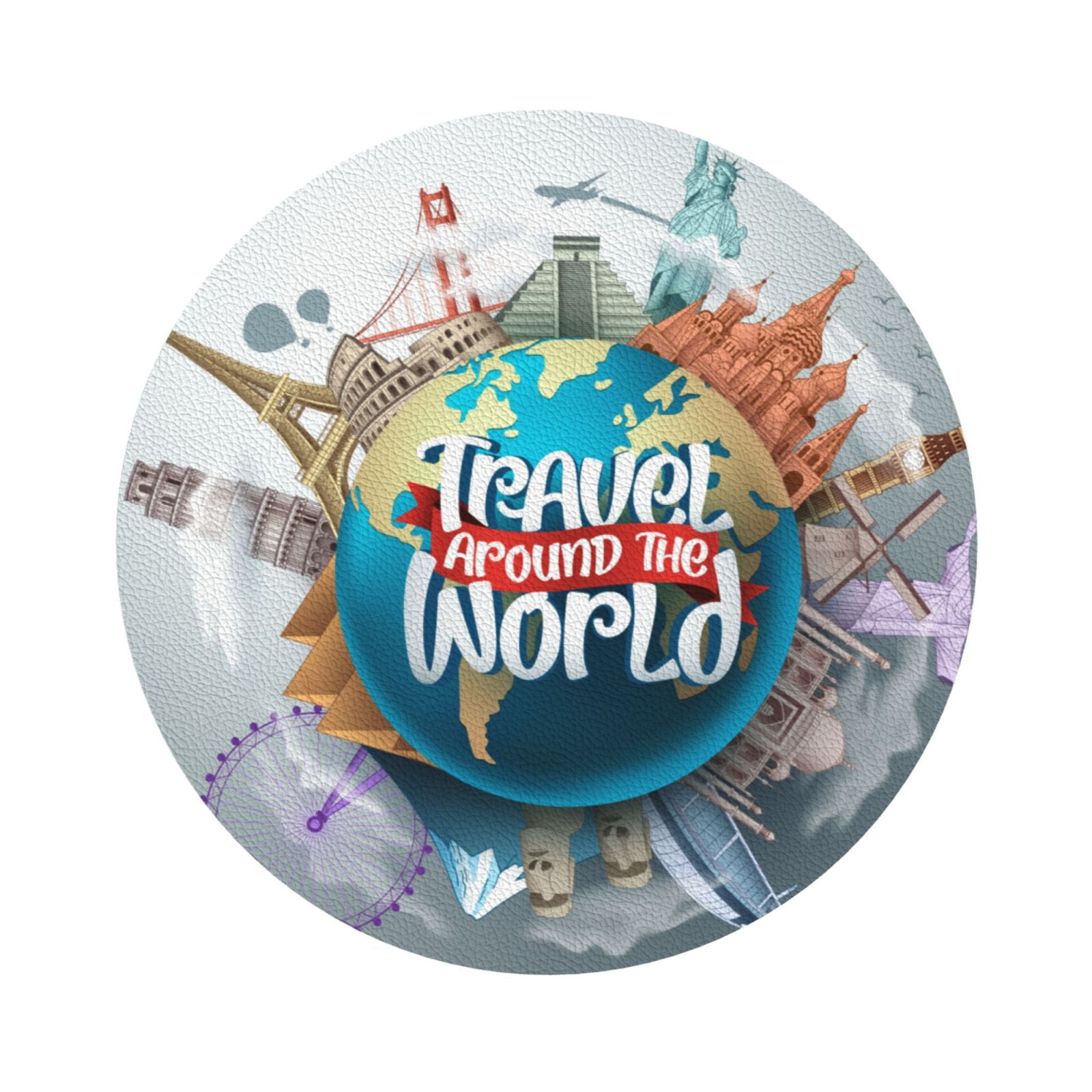 Disketp Travel Around The World Funny Coasters,4 Pcs Leather Coasters ...