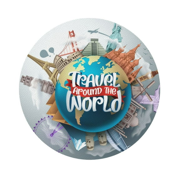 Disketp Travel Around The World Funny Coasters,4 Pcs Leather Coasters ...