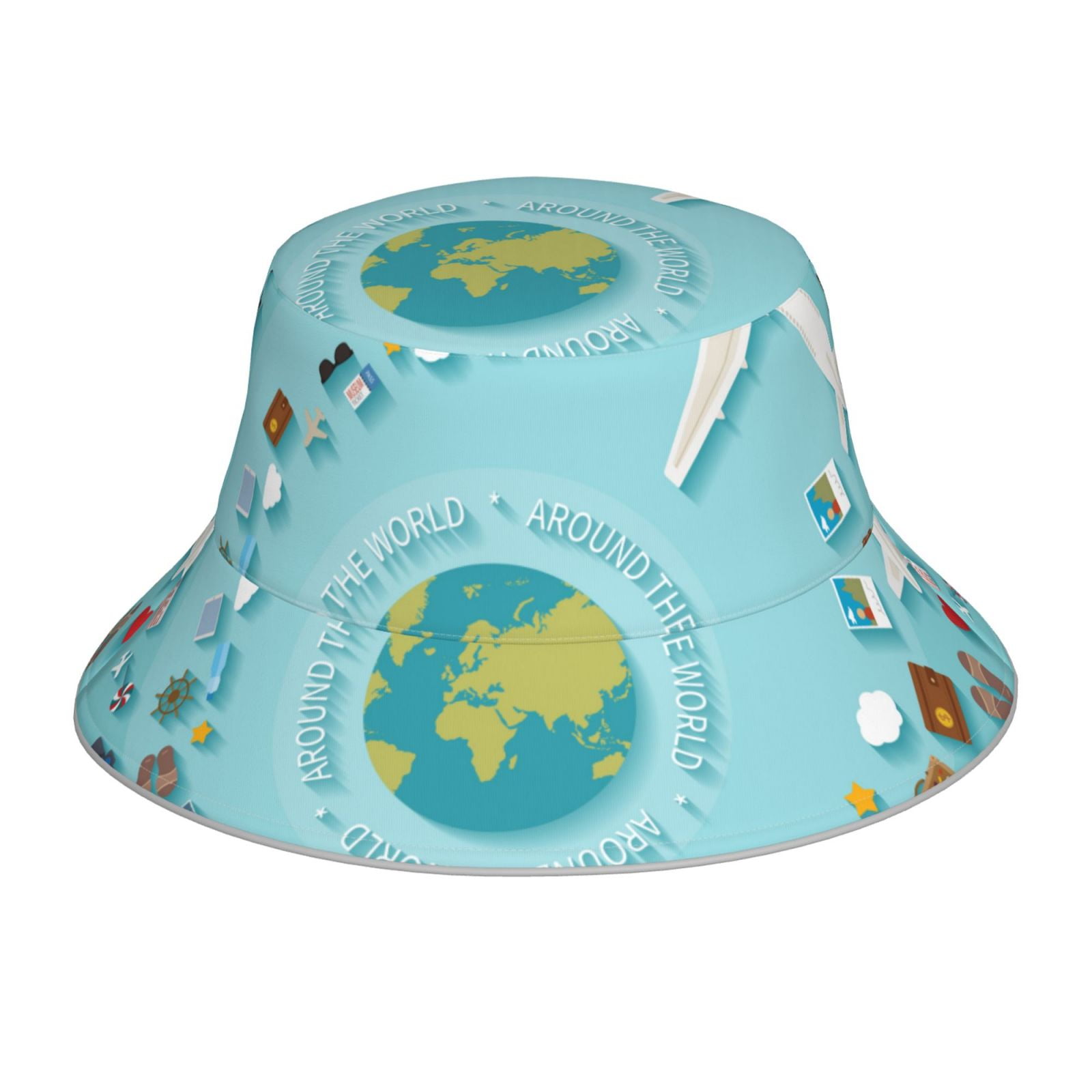 Disketp Travelling On Airplane Print Reflective Bucket Hat Beach Hat ...