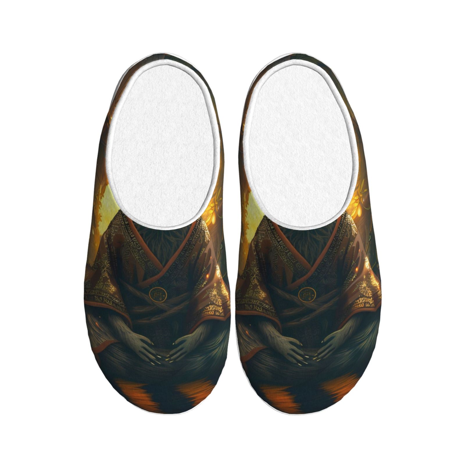 Disketp Tree Meditating Raccoon Women's Men's Slippers Plush Slip-On ...