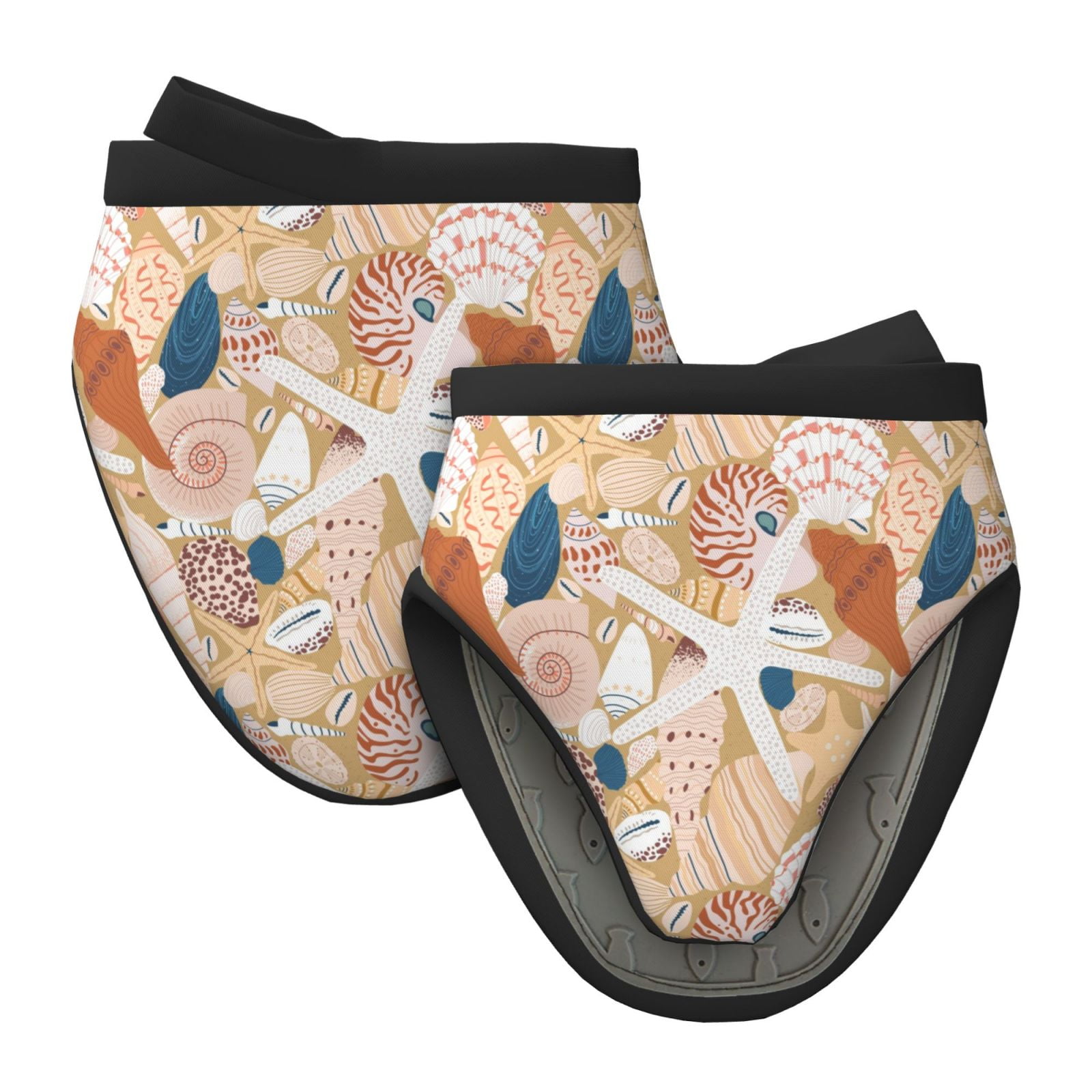 Disketp Tropical Beach Sea Shell Non-Slip Mini Oven Mitt Set, Short ...