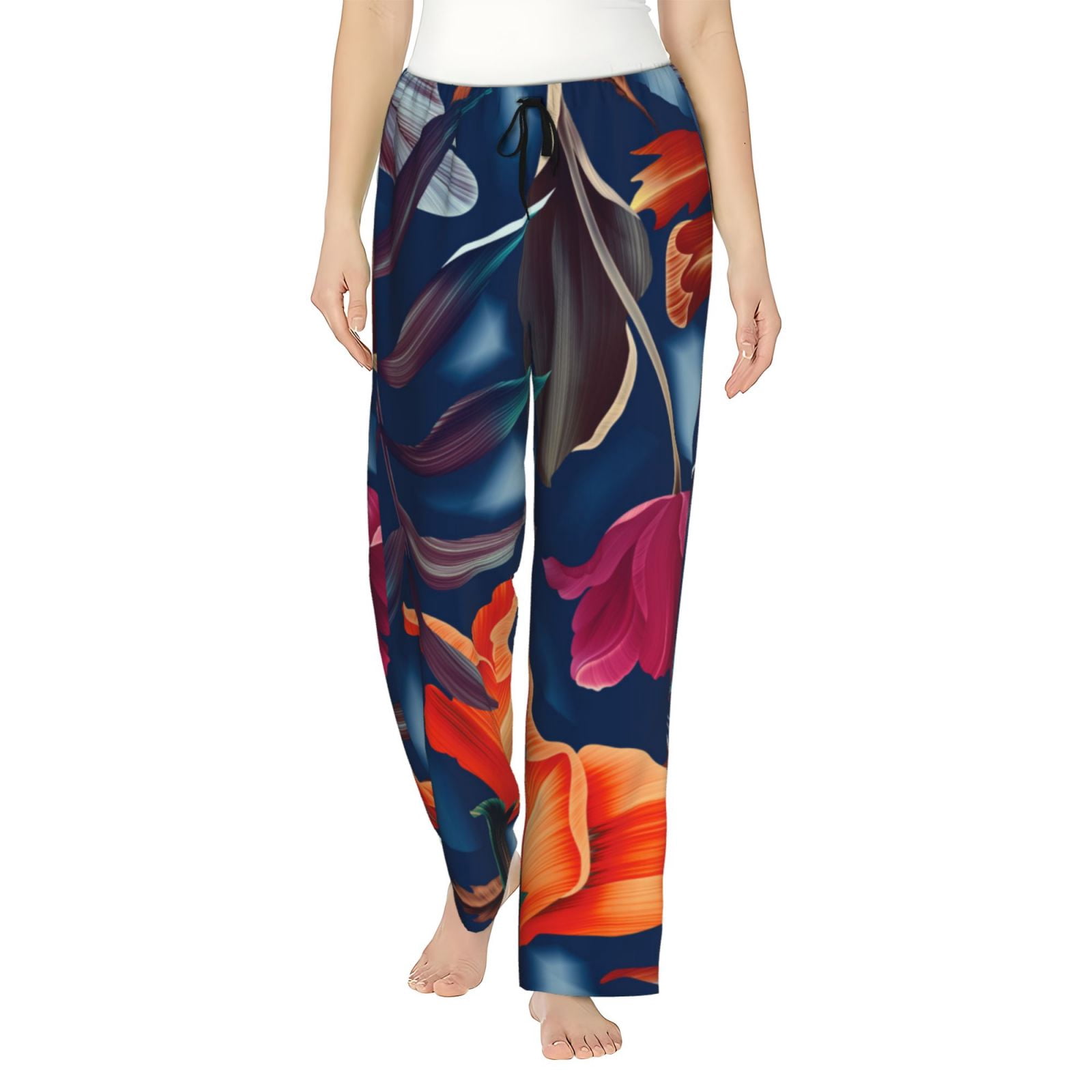 Disketp Tropical Flower Print Women'S Comfy Pajama Pants Casual ...