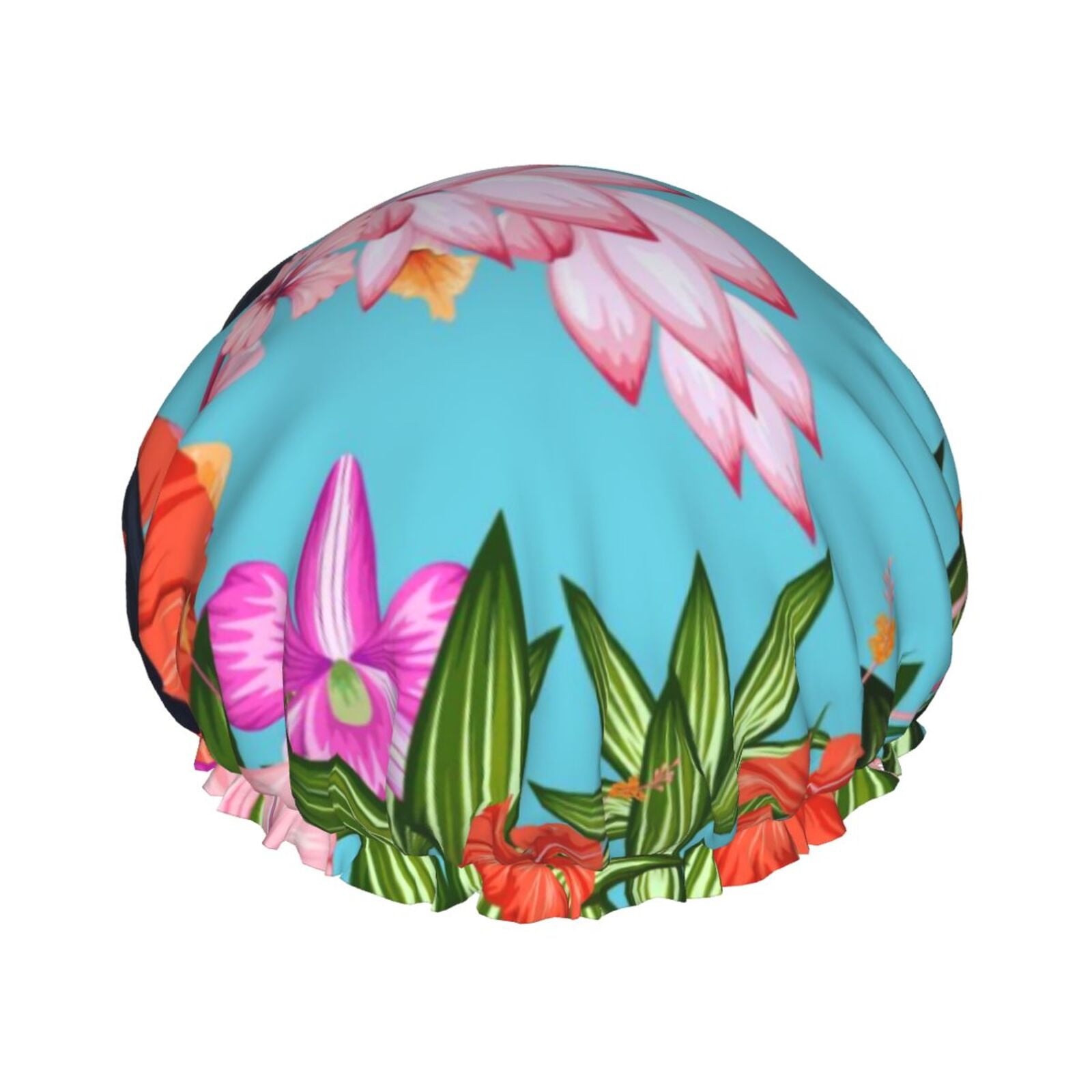 Disketp Tropical Jungle Flamingo Shower Caps,Reusable Shower Cap For ...