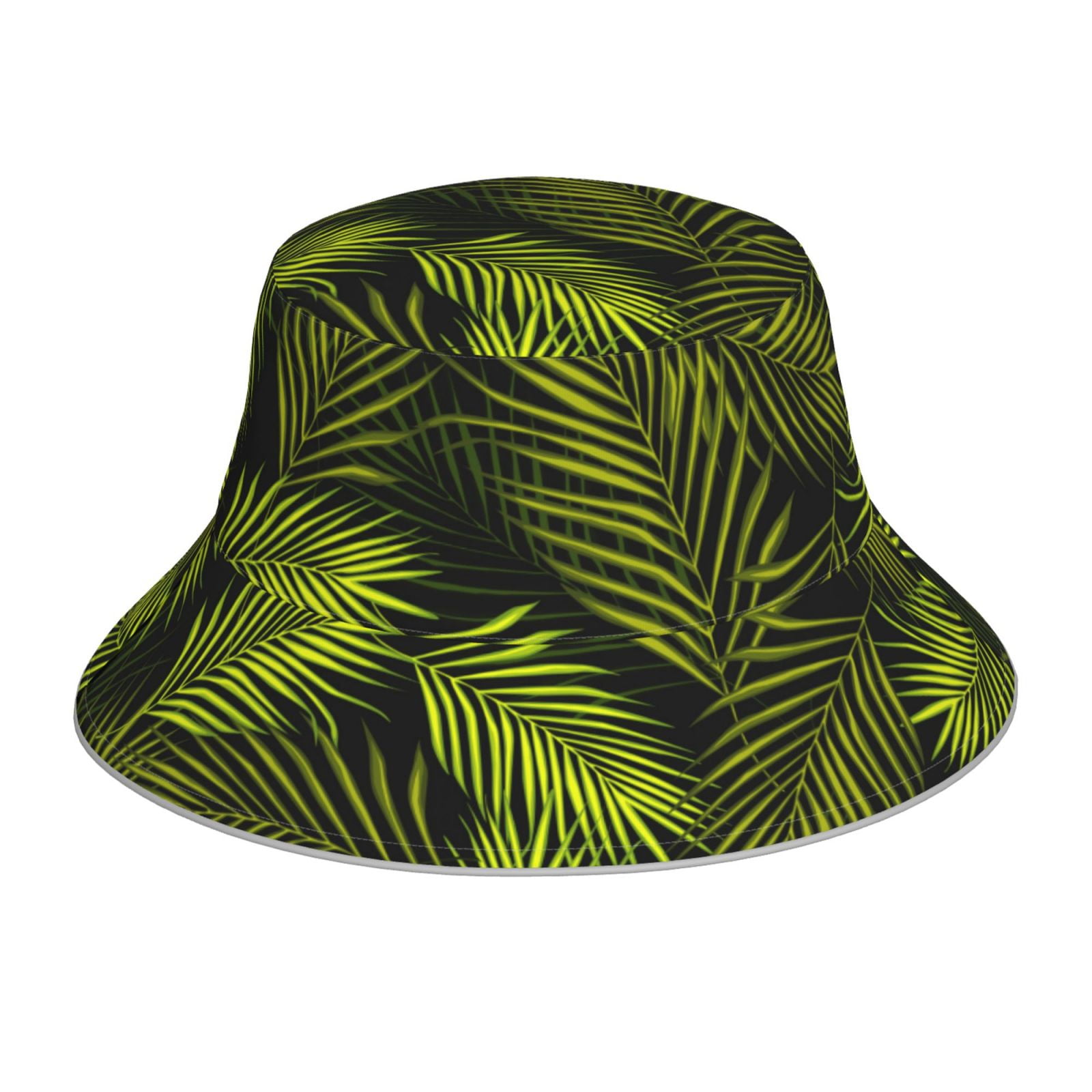Disketp Tropical Palm Leaves Fern Leaf Print Reflective Bucket Hat ...