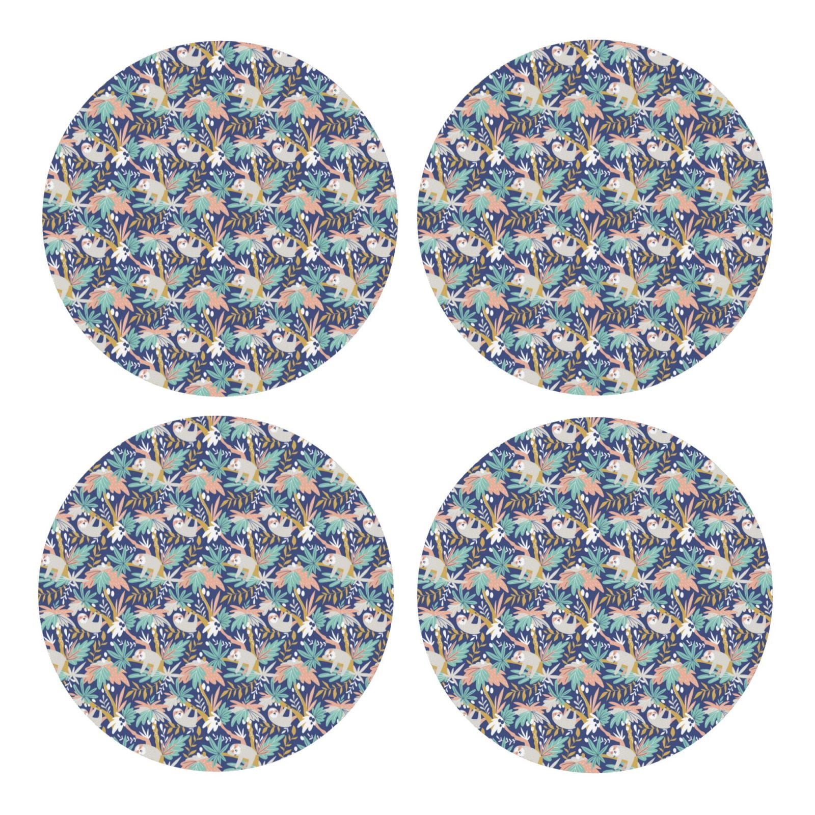 Disketp Tropical Sloth MDF Cork Coaster 4 Pcs - Absorbent Beverage ...