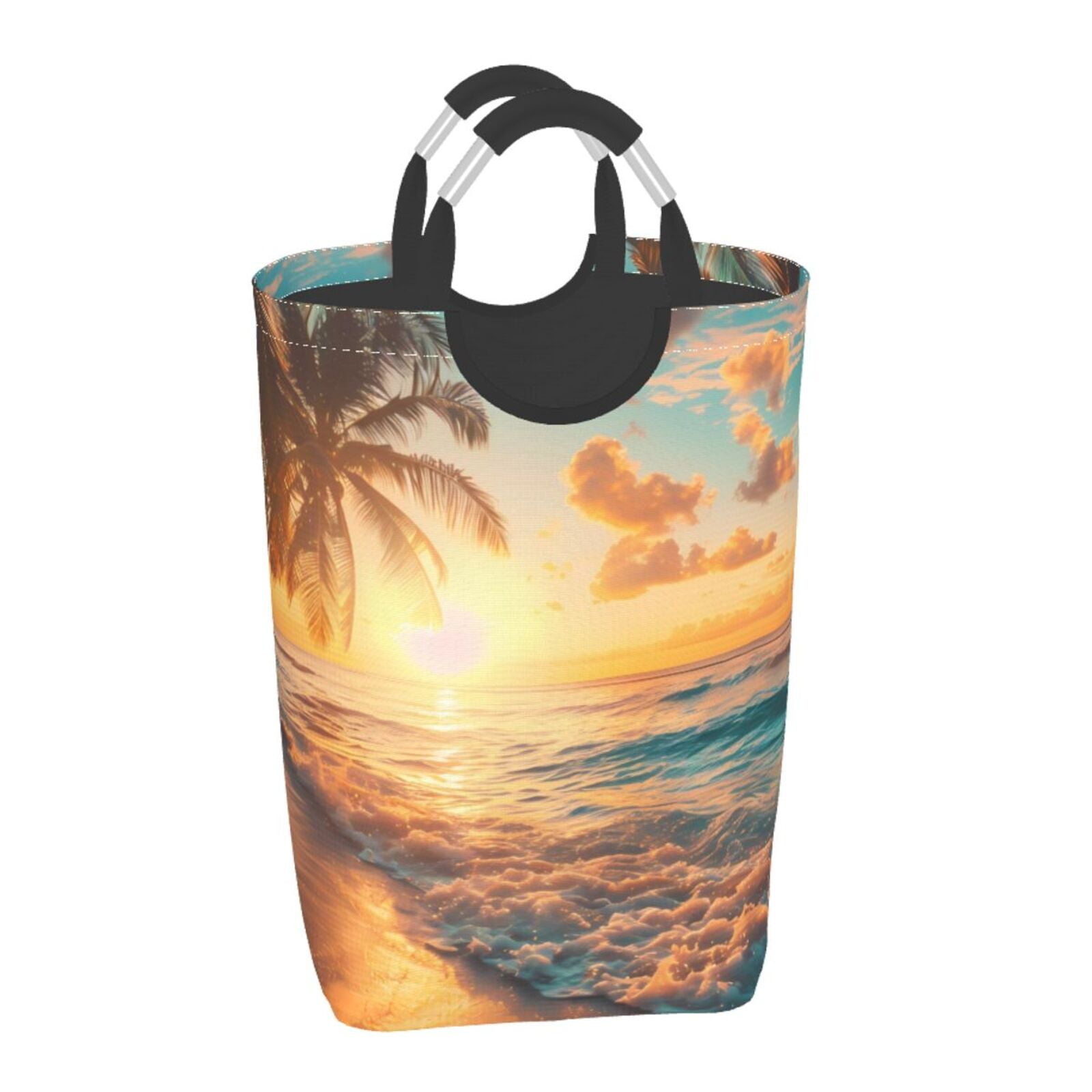 Disketp Tropical Sunset Beach Scene Square Laundry Bag Large ...