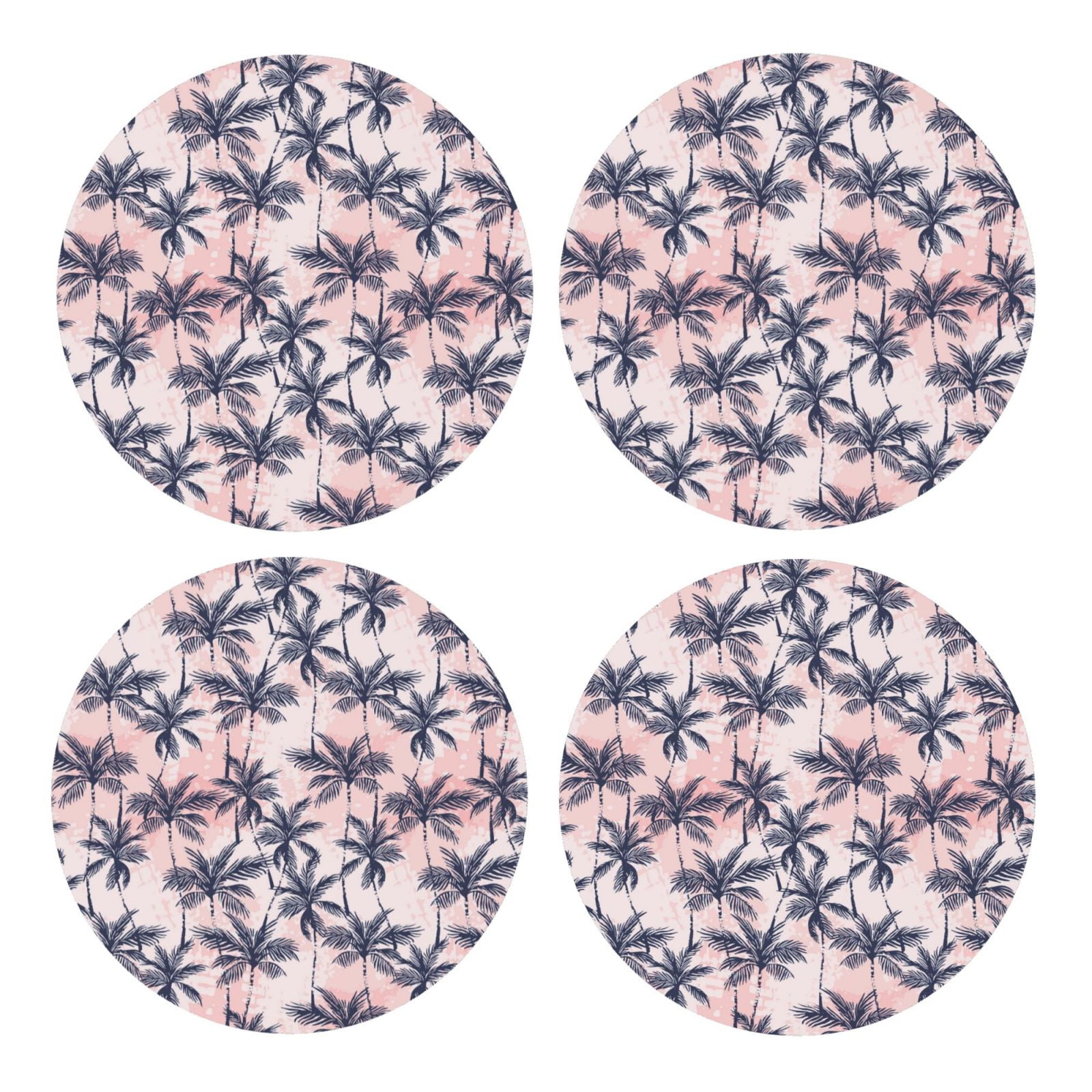 Disketp Tropics Palm Trees MDF Cork Coaster 4 Pcs - Absorbent Beverage ...